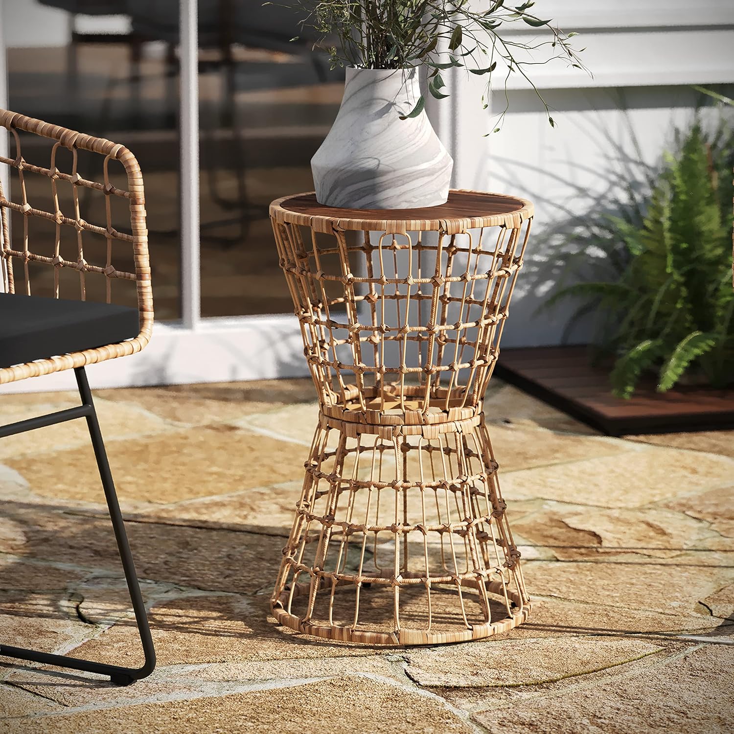 Amazon.com : Taylor & Logan Fielder Indoor/Outdoor Rattan Rope Table ...