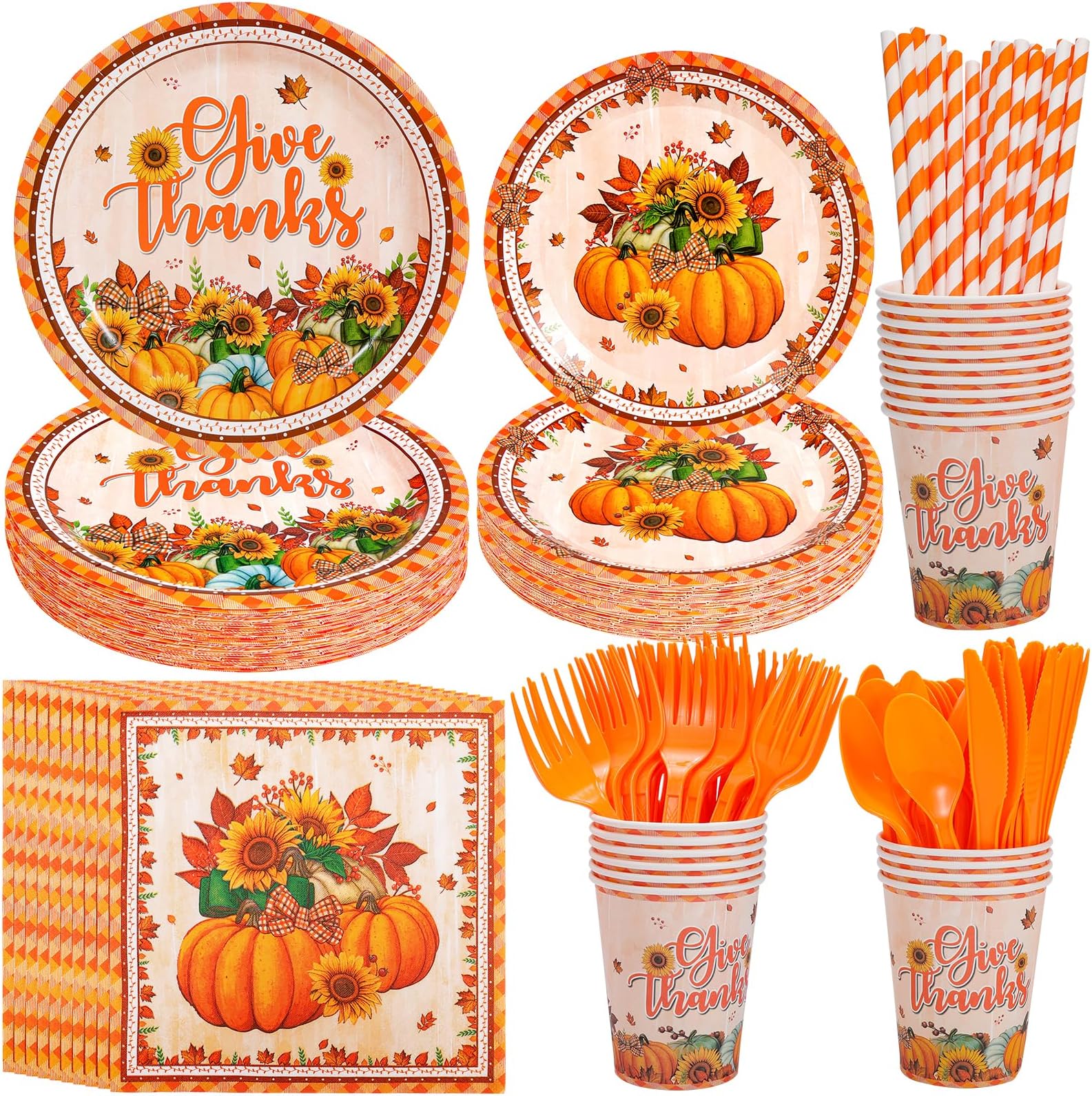 Amazon.com: HOWAF Thanksgiving Tableware Set,Give Thanks Party Supplies ...