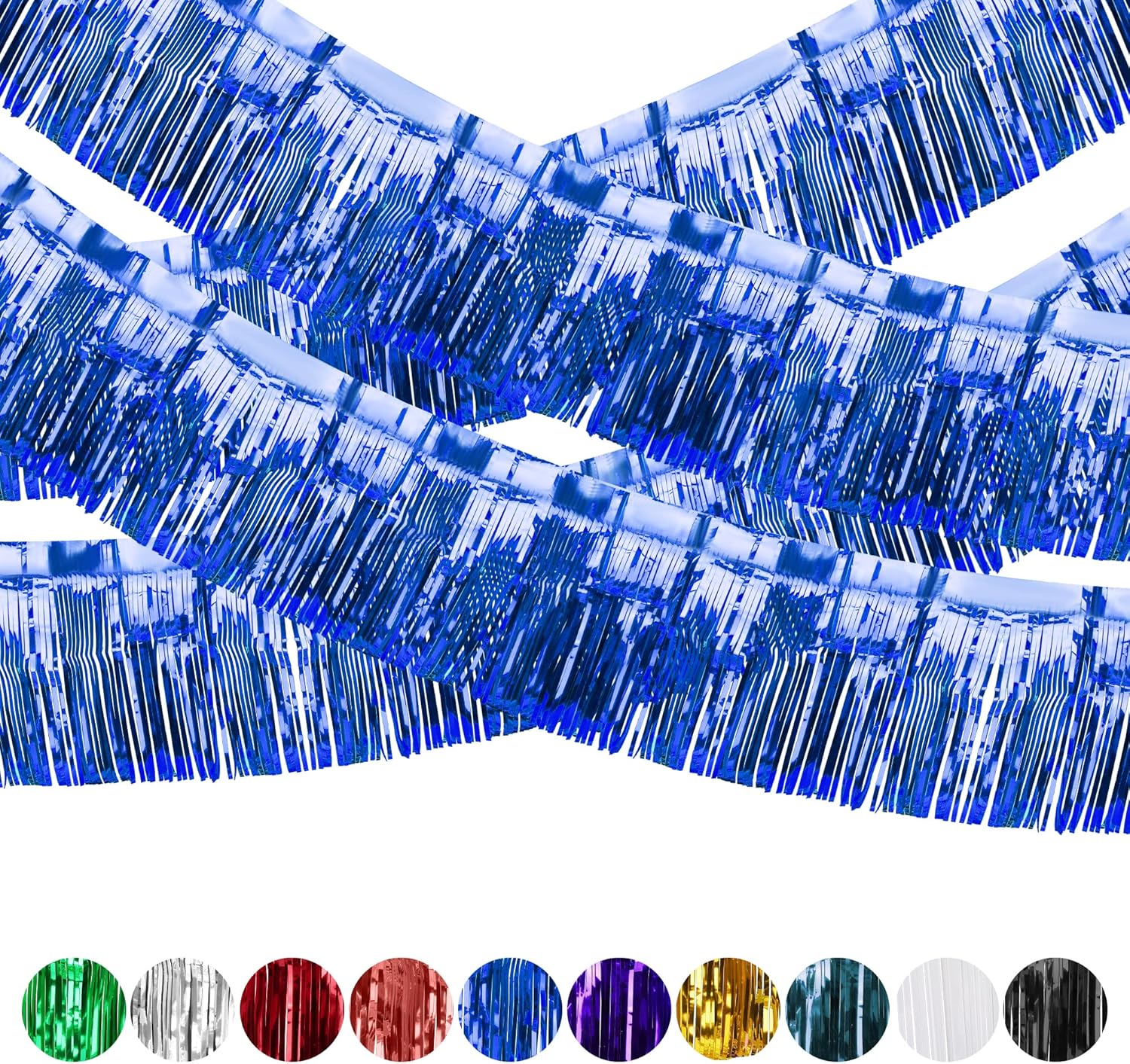 4 Pack Iridescent Float Fringe Curtains, Metallic Foil Fringe Garland ...