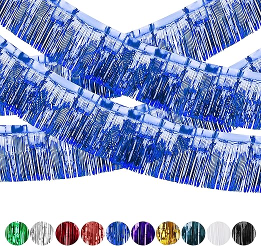 Amazon.com: 4 Pack Iridescent Float Fringe Curtains, Metallic Foil ...