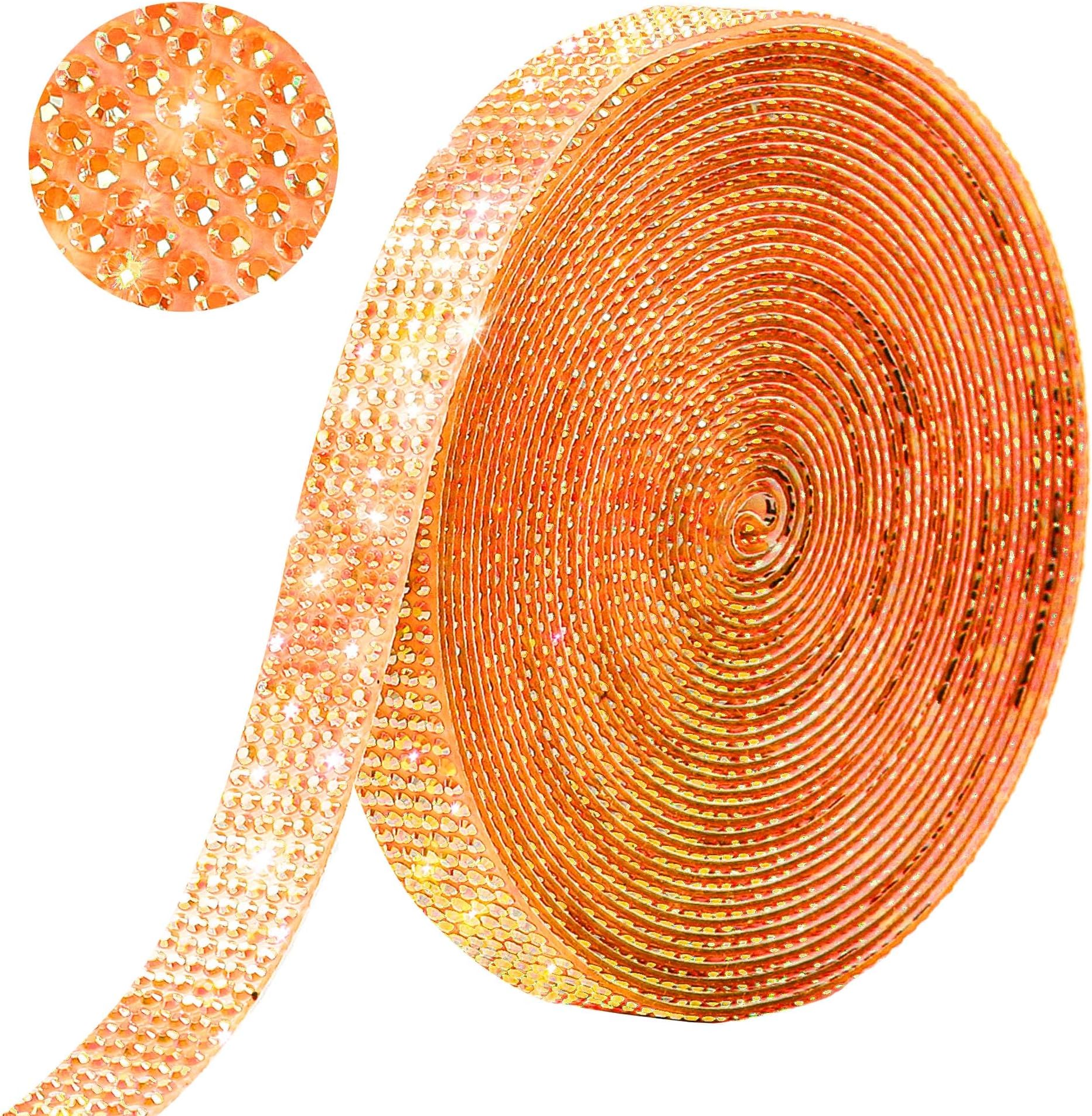 Amazon.com: GUGANEL Self Adhesive Orange AB Rhinestone Ribbon Crystal ...