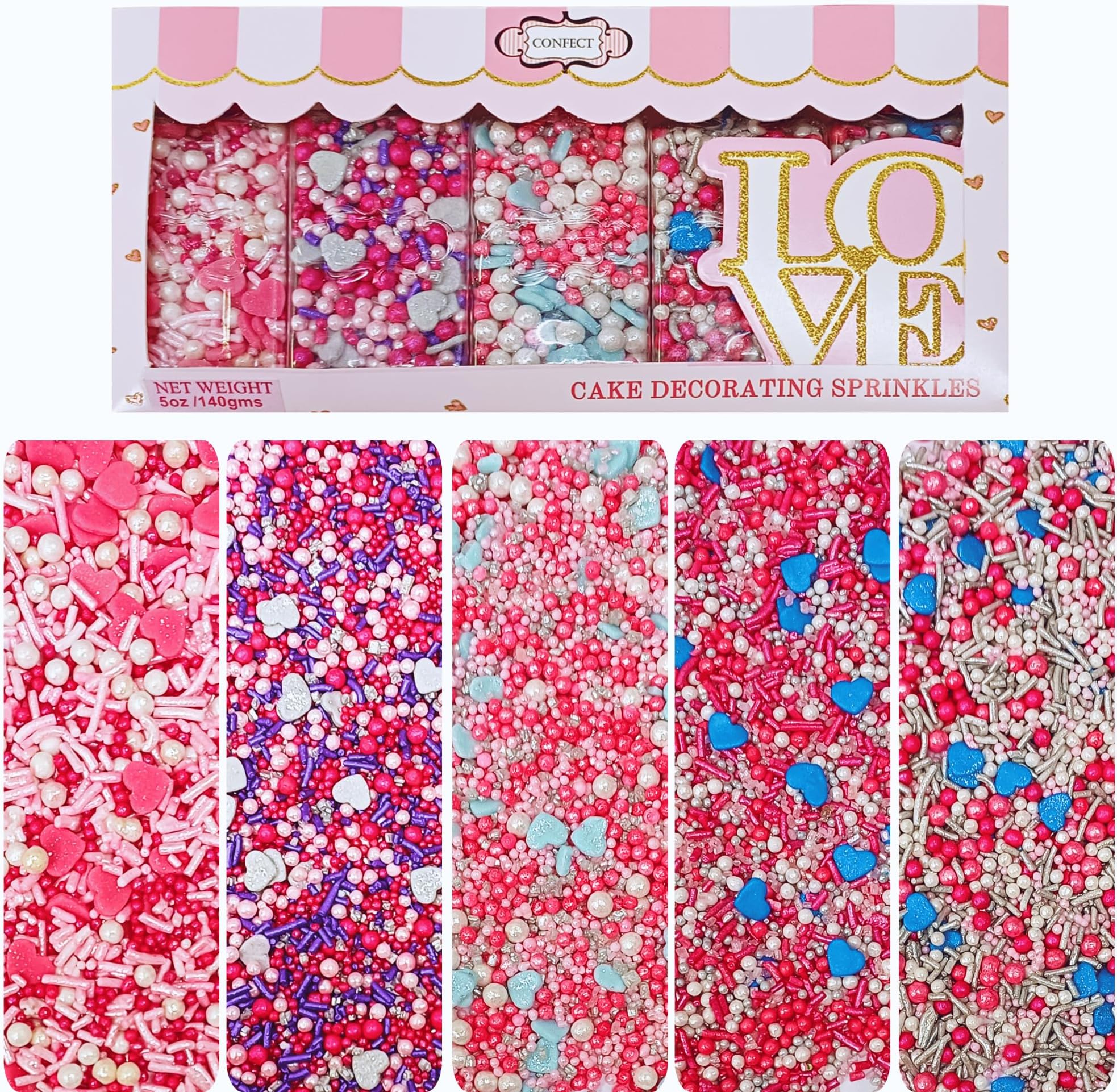 Amazon.com: Confect Edible Sprinkles | Assorted pack of 5 Green & Pink ...