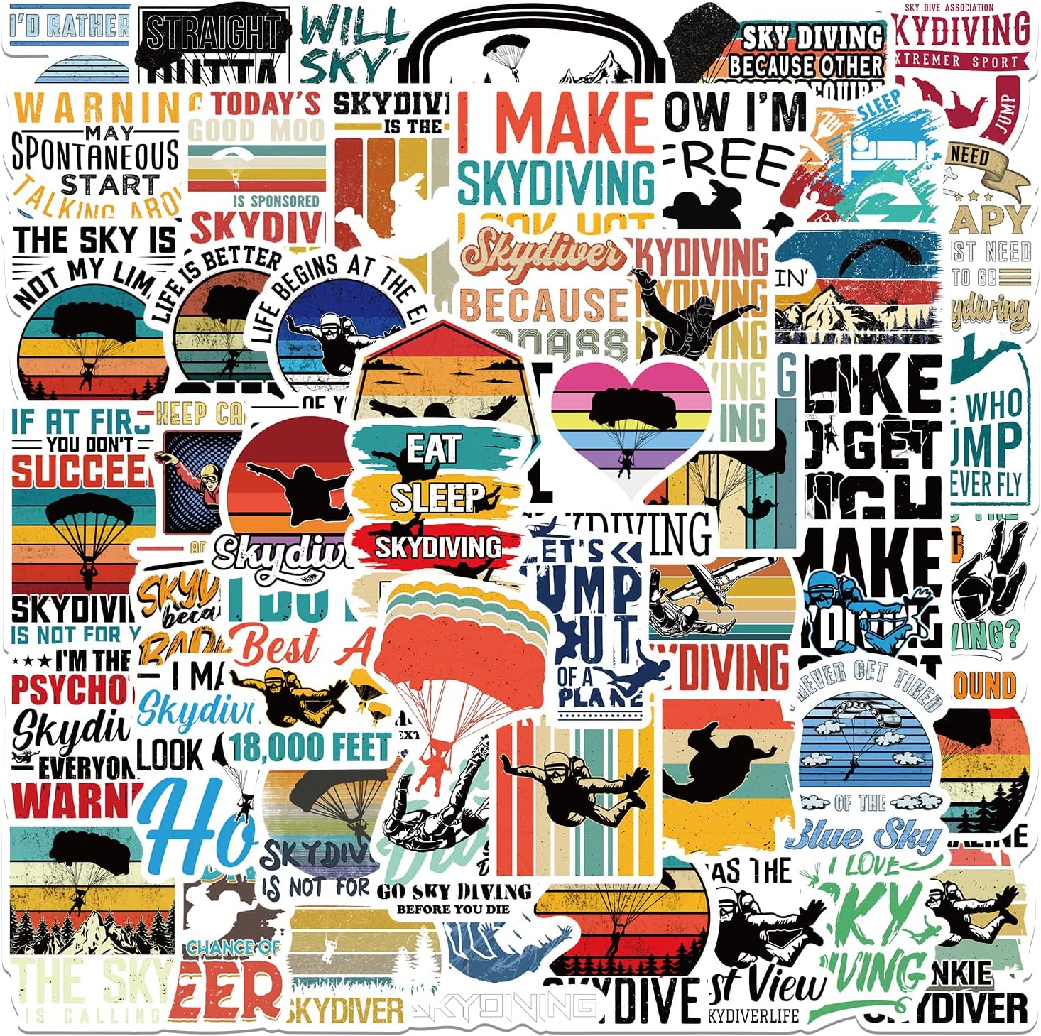 52 PCS Skydiving Stickers,Parachute Stickers,Extreme Sports Stickers ...