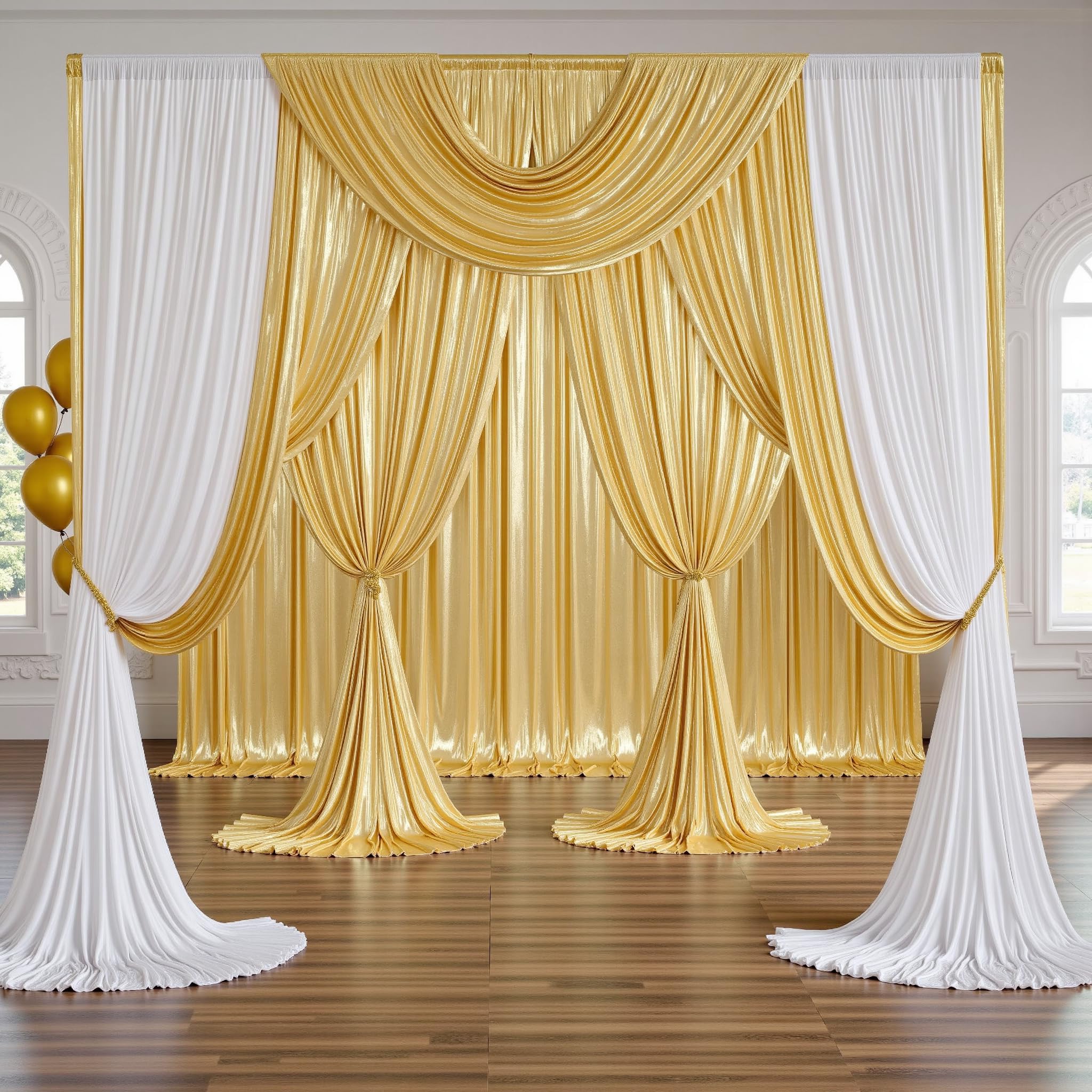 Amazon.com: PartyVillage 30x10FT Gold Sequin Backdrop Curtain -6 Panels ...