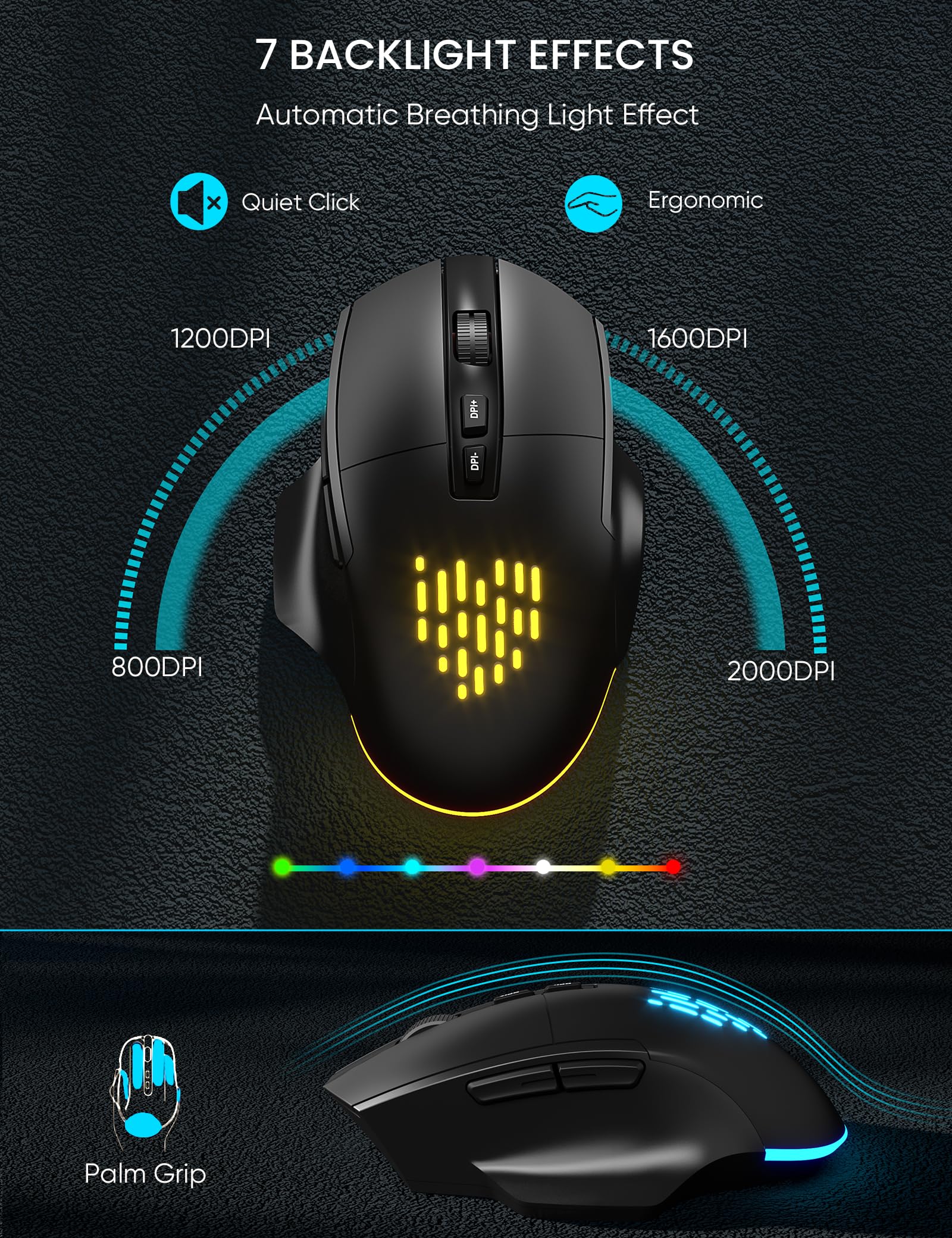 Wave Ergonomic Keyboard With Wrist Rest SABLUTE Ergonomic Wireless ...