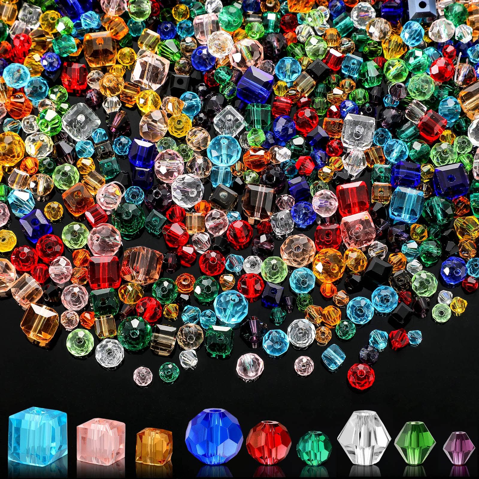 Amazon.com: 1300 Pcs Crystal Beads for Jewelry Making Glass Beads ...