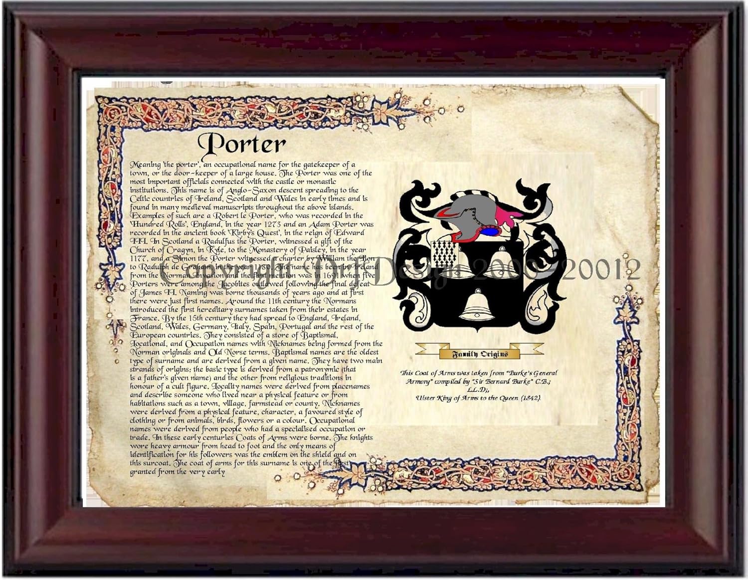 Amazon.com: Porter Coat of Arms/ Family Crest on Fine Paper and Family ...