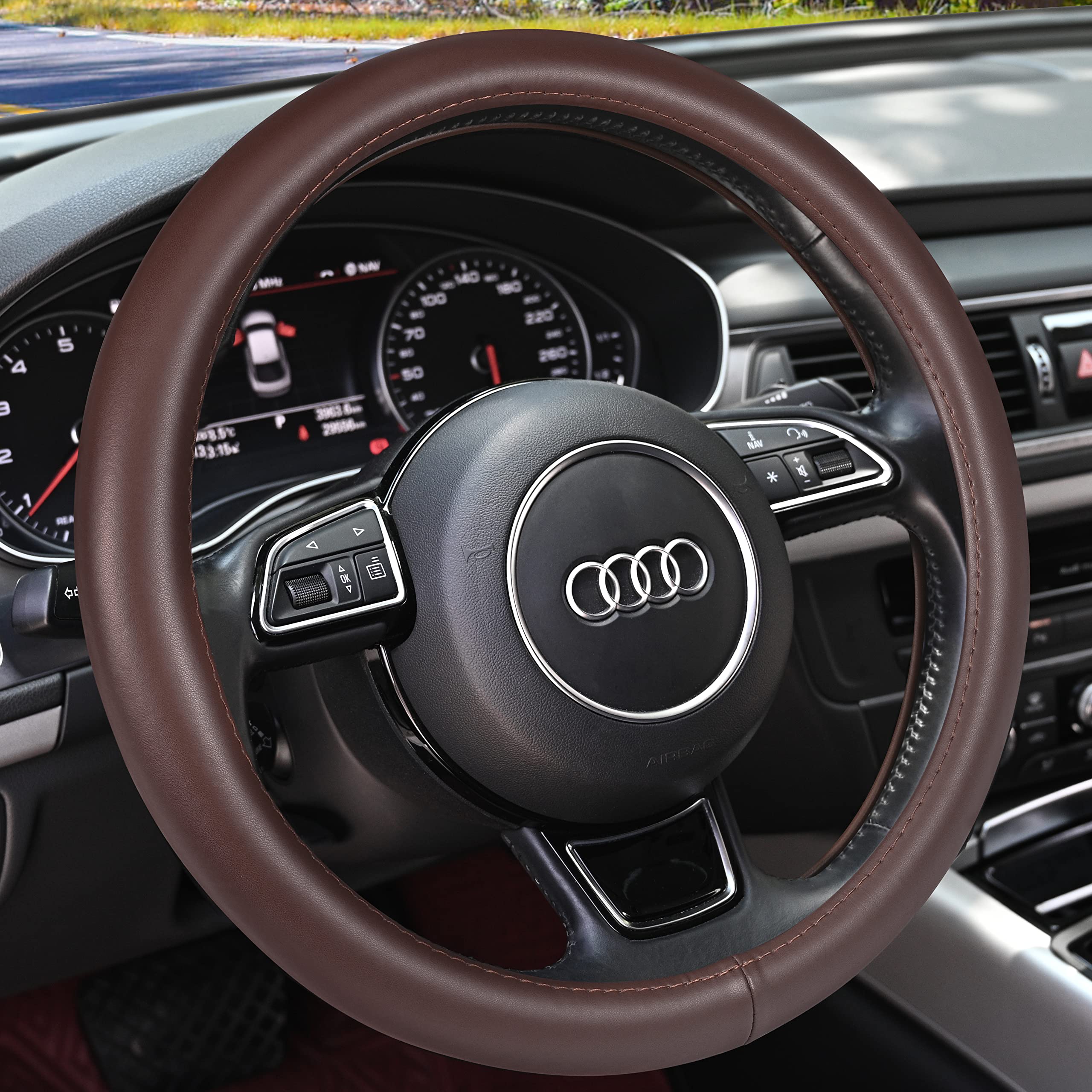 Amazon.com: Haokay Heavy Duty Pure Cowhide Steering Wheel Cover ...