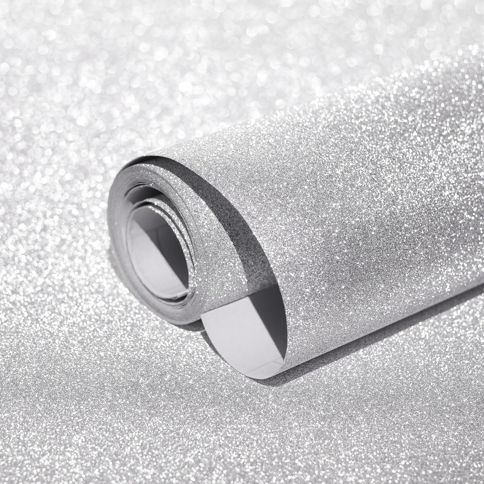 Amiya Silver Glitter Vinyl Contact Paper 17.3"×80" Self Adhesive ...
