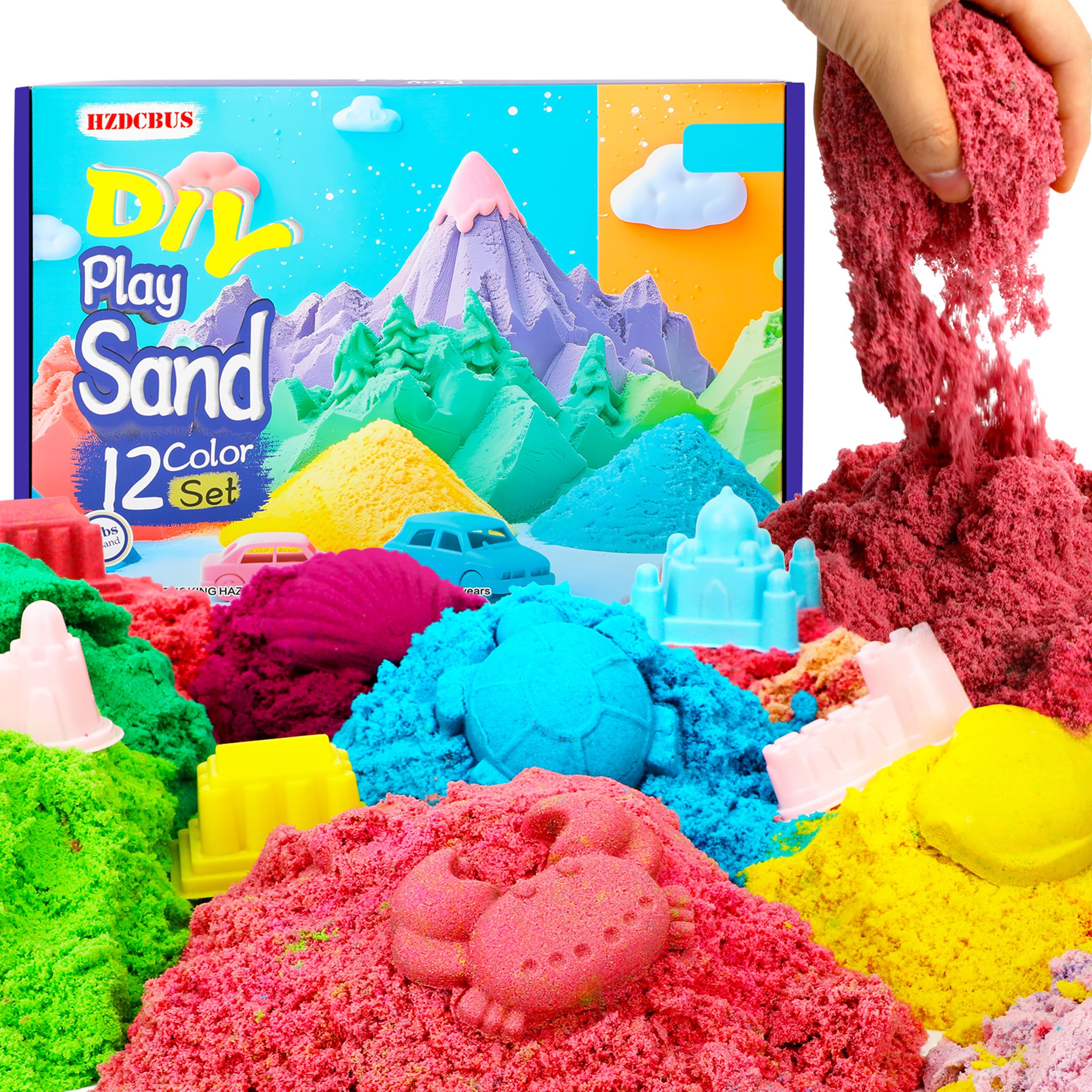 Amazon.com: HZDCBUS Play Sand Bulk Kit, DIY 12 Color 6 Lbs Magic Sand ...
