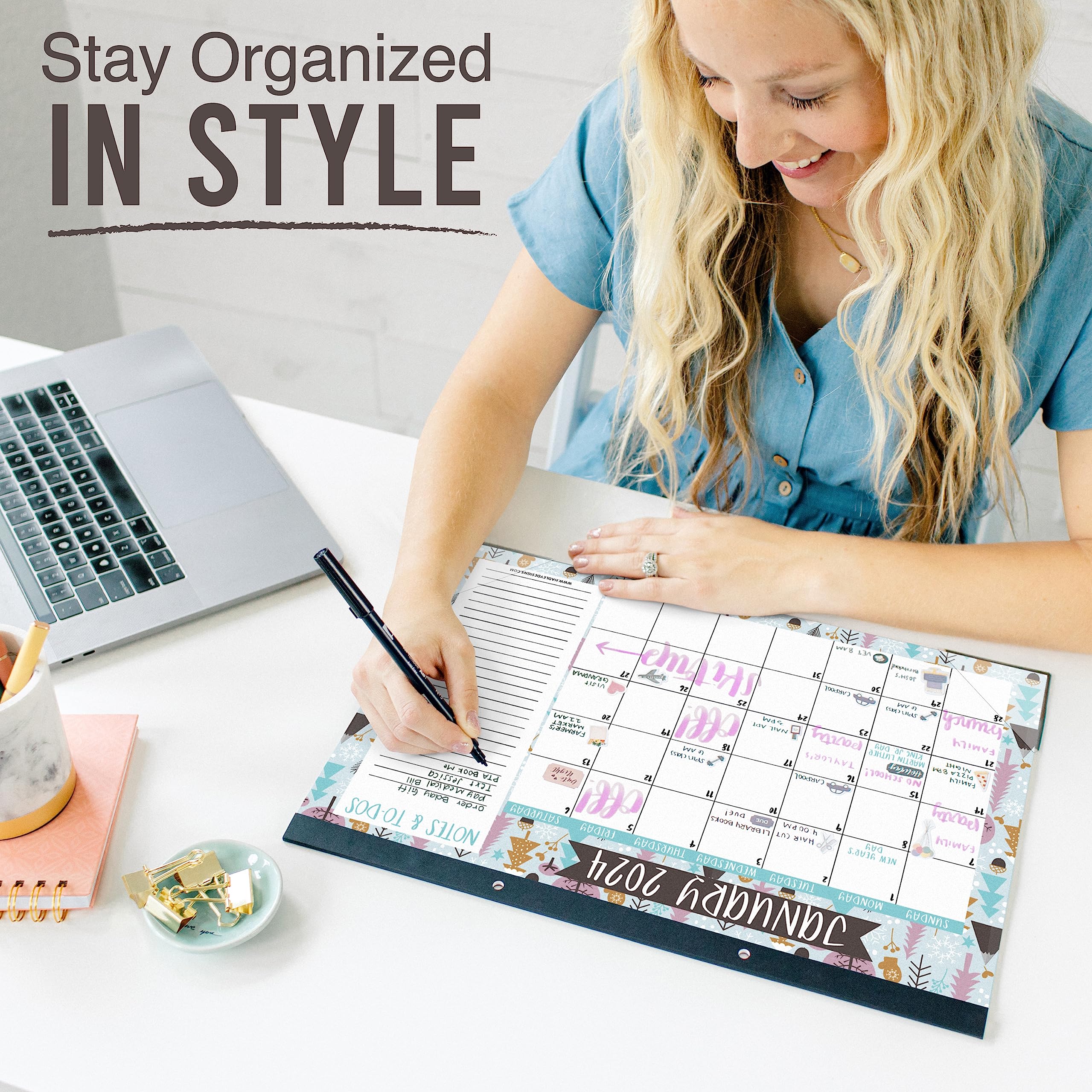 Snapklik.com : Hadley Designs Doodle Large Desk Calendar 2023-2024 ...