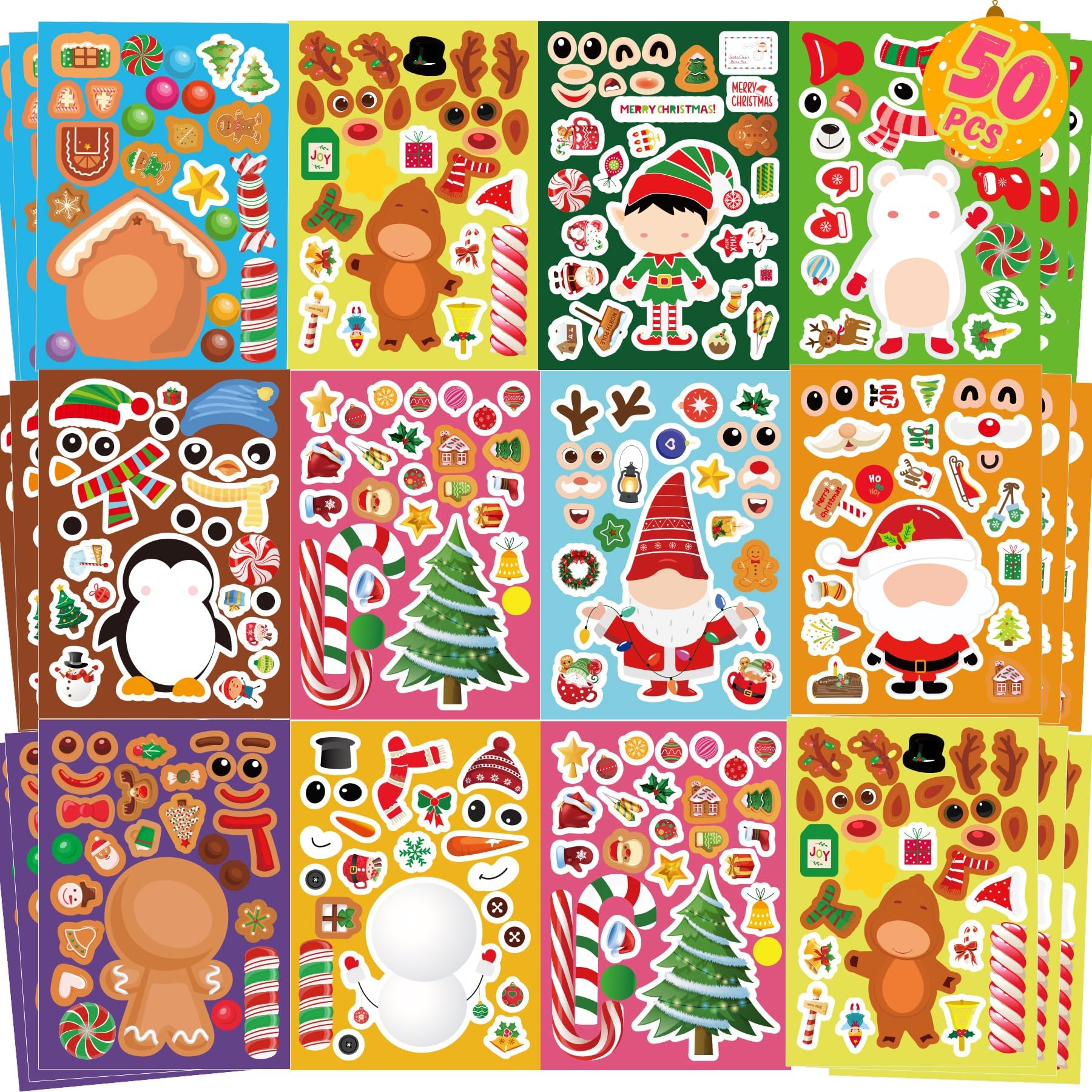 Amazon.com: IMISHM36 Pack Christmas Stickers for Kids - DIY Make Your ...