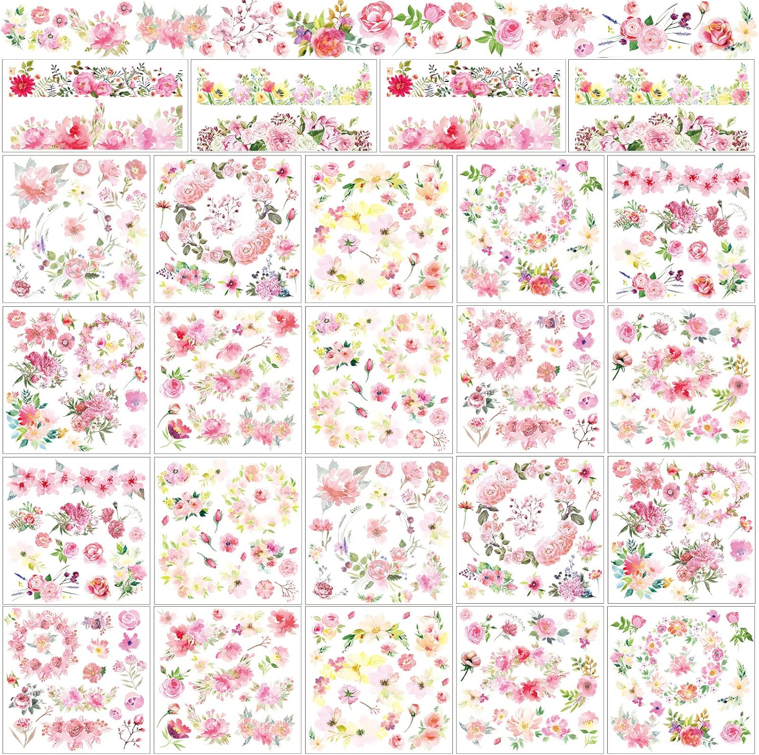 Amazon.com: 24 Sheets Rub on Transfers Flower Decor Stickers PET Iron ...