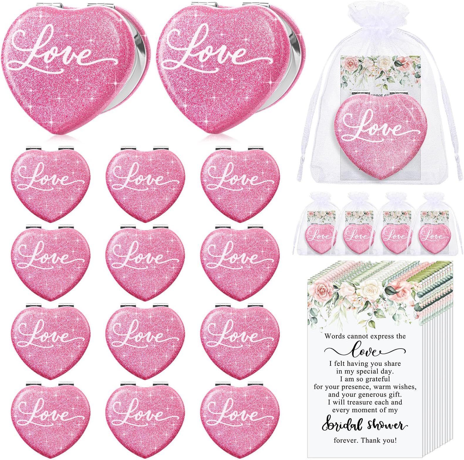 Amazon.com: FoldTier 50 Set Rose Compact Mirrors Bulk Wedding Party ...
