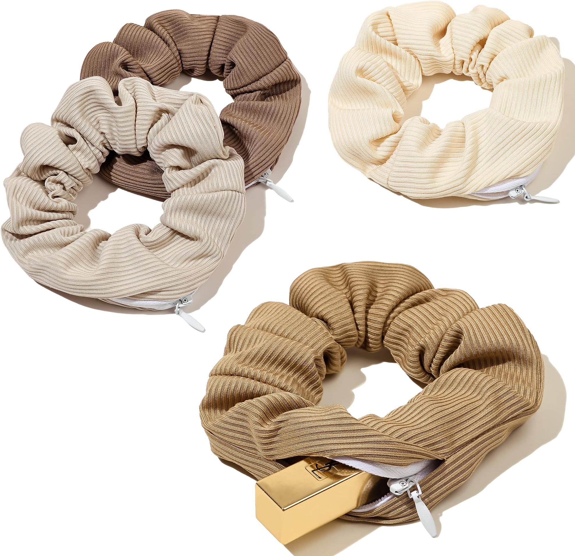Amazon.com : Pocket Scrunchies Hair Ties with Hidden Zipper Stash ...