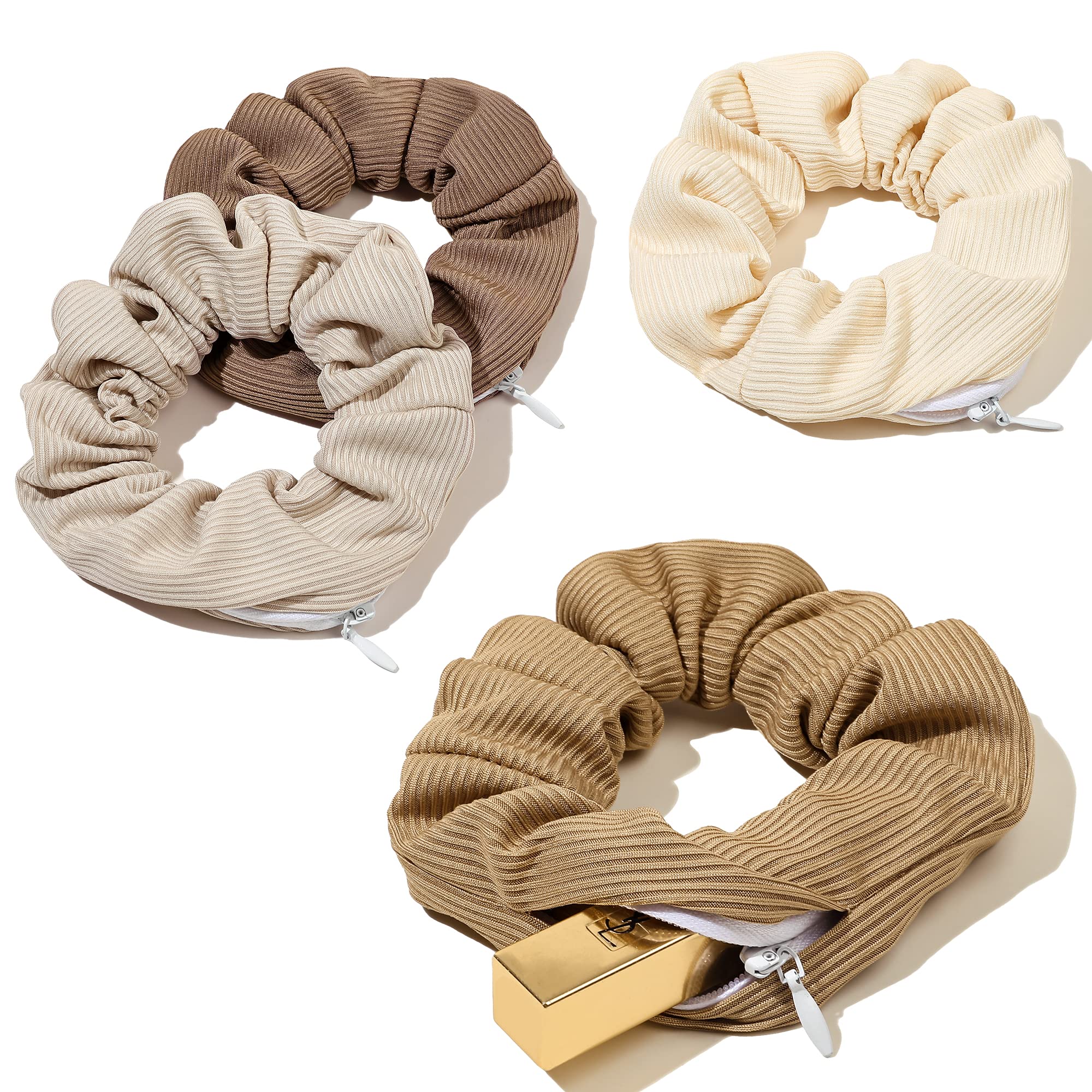 Amazon.com : Pocket Scrunchies Hair Ties with Hidden Zipper Stash ...