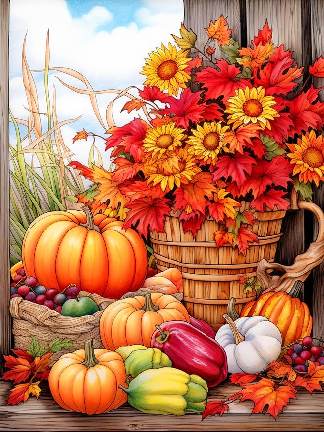 Amazon.com: igoodom Fall Diamond Painting Kit for Adults, Pumpkin ...