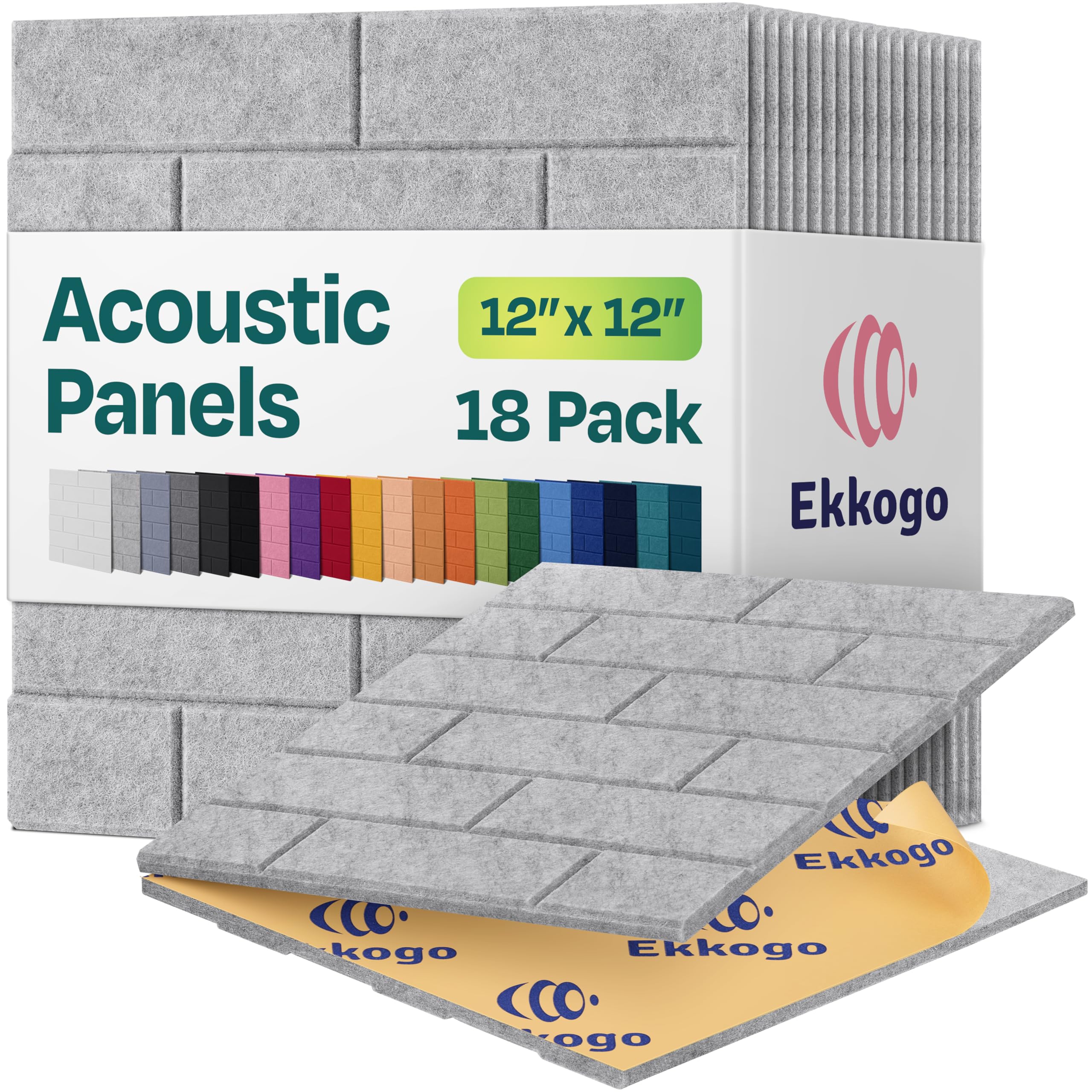Amazon.com: Ekkogo Acoustic Panels 18-Pack Soundproof Wall Panels 12 ...