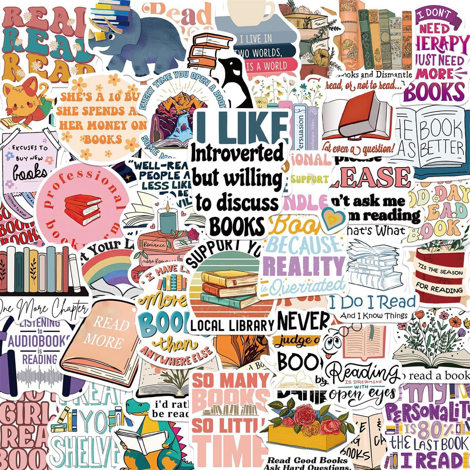 Amazon.com: Love Reading 50PCS Bookish Stickers, Book Stickers for ...