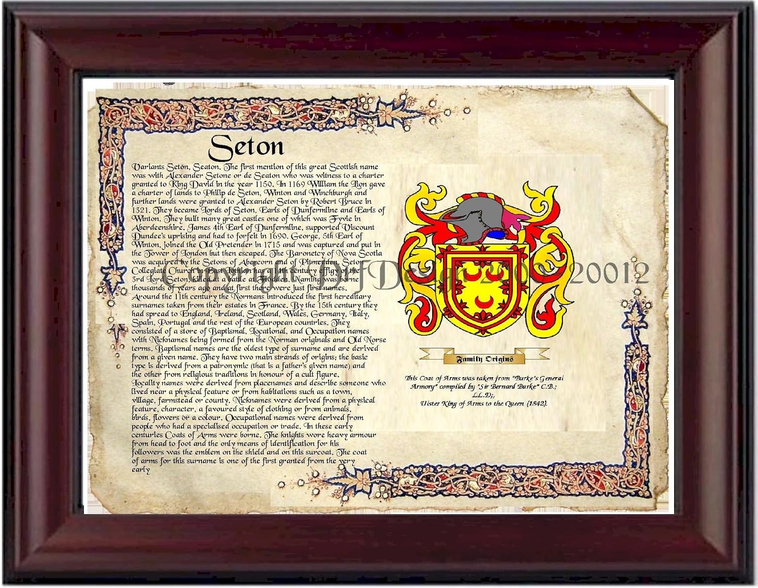 Amazon.com: Seton Coat of Arms/ Family Crest on Fine Paper and Family ...