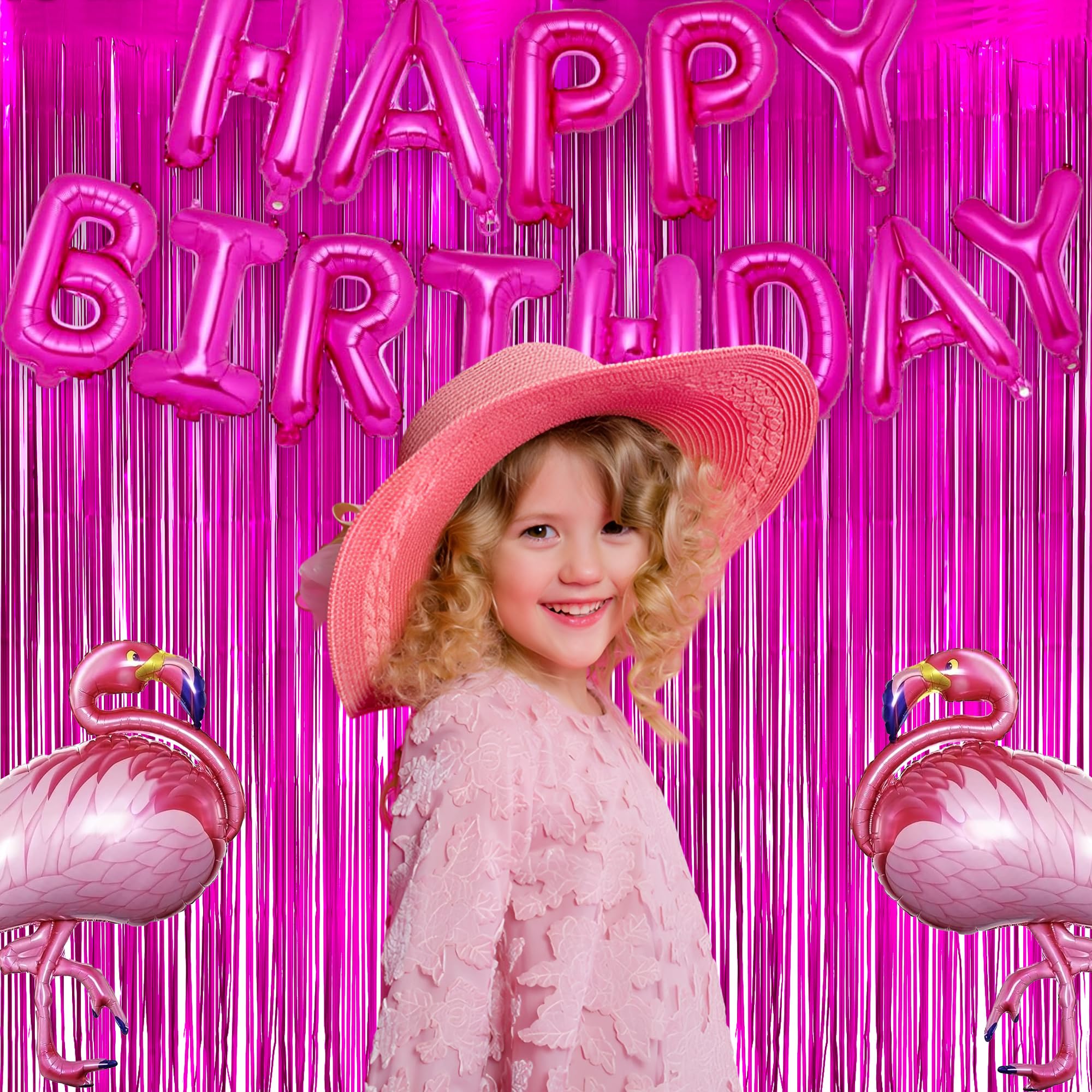 Snapklik.com : Hot Pink Party Streamers Backdrop - Shiny Fuchsia Tinsel ...