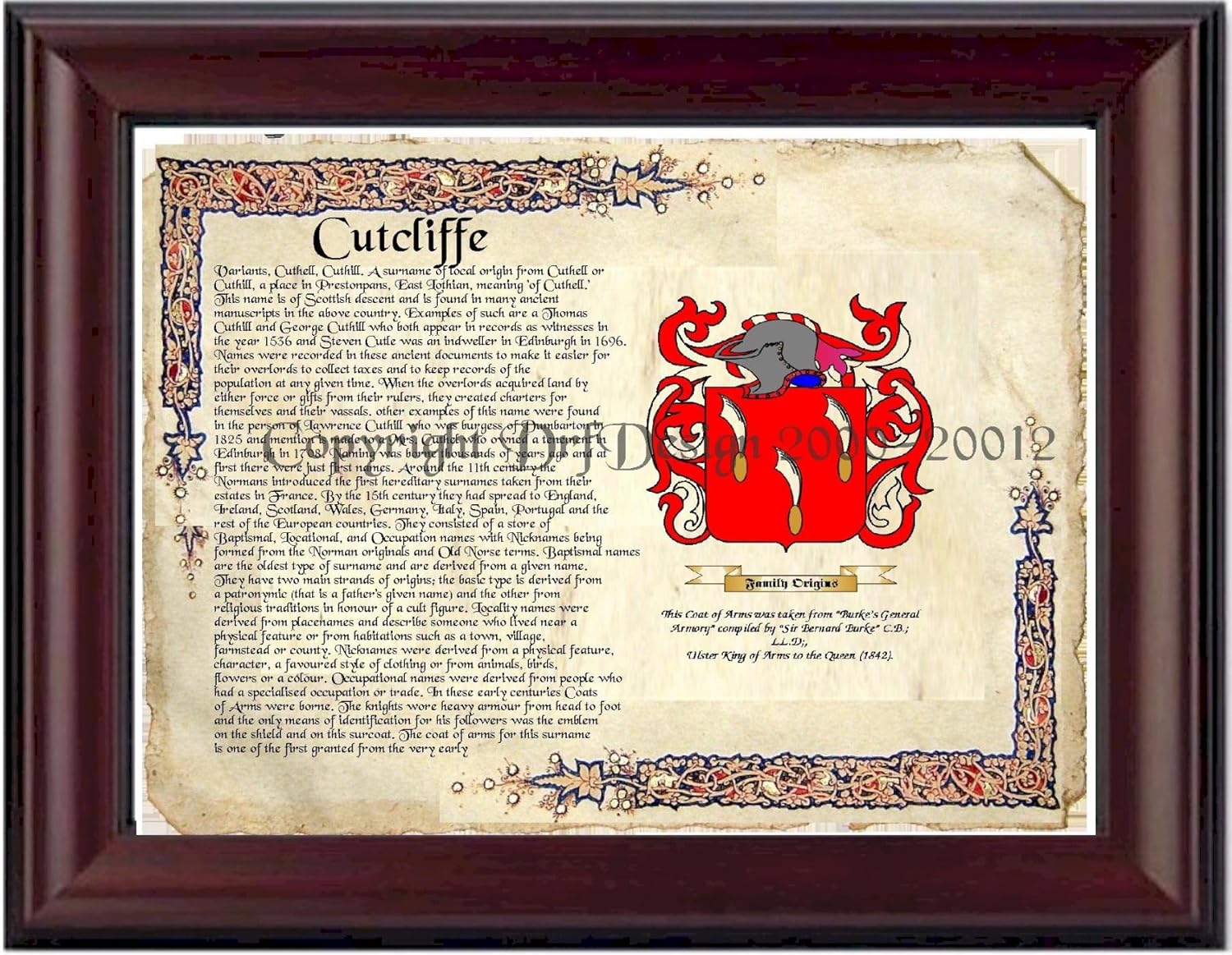 Amazon.com: Cutcliffe Coat of Arms/ Family Crest on Fine Paper and ...