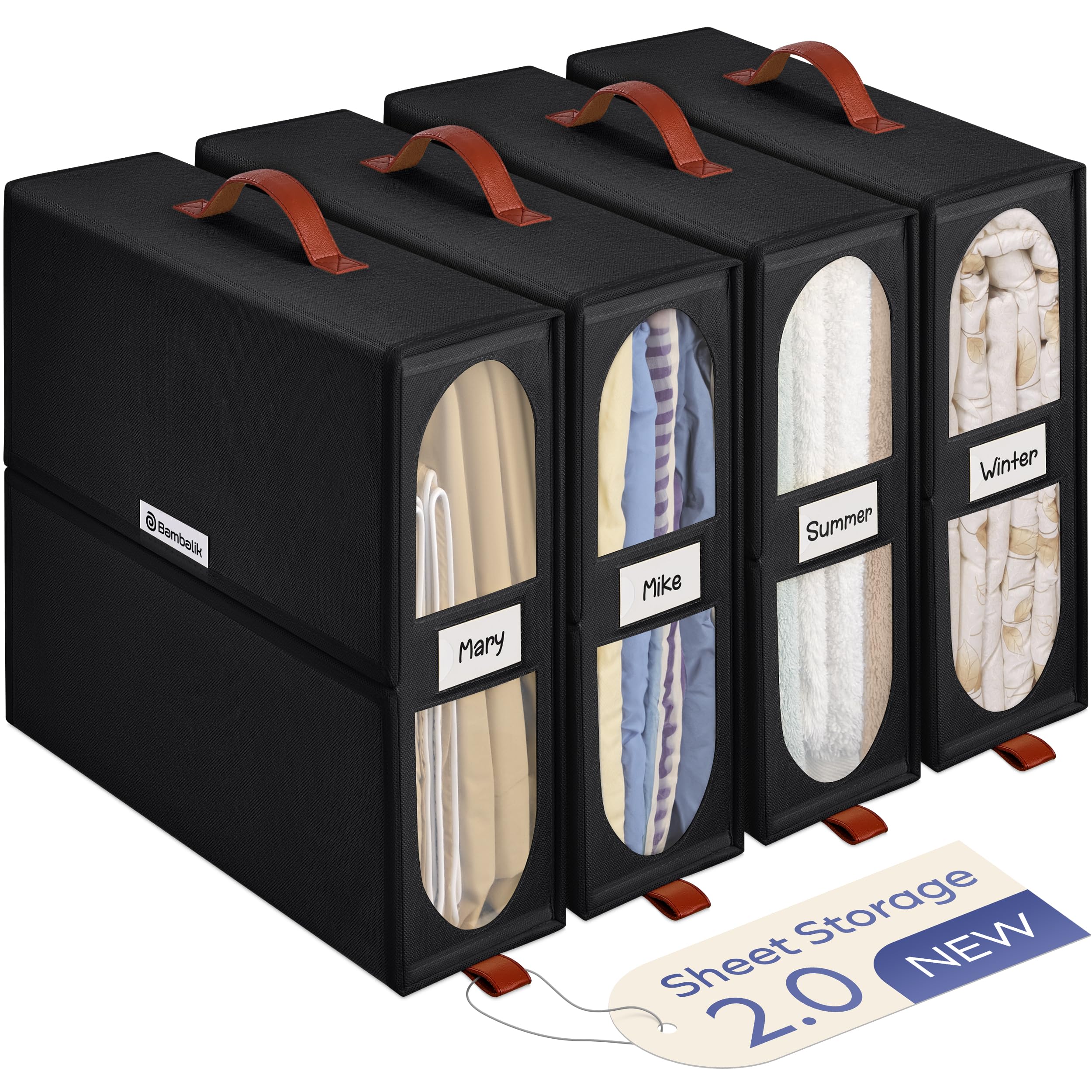 Amazon.com: BAMBALIK 4x Bed Sheet Organizer Storage Boxes with Big See ...