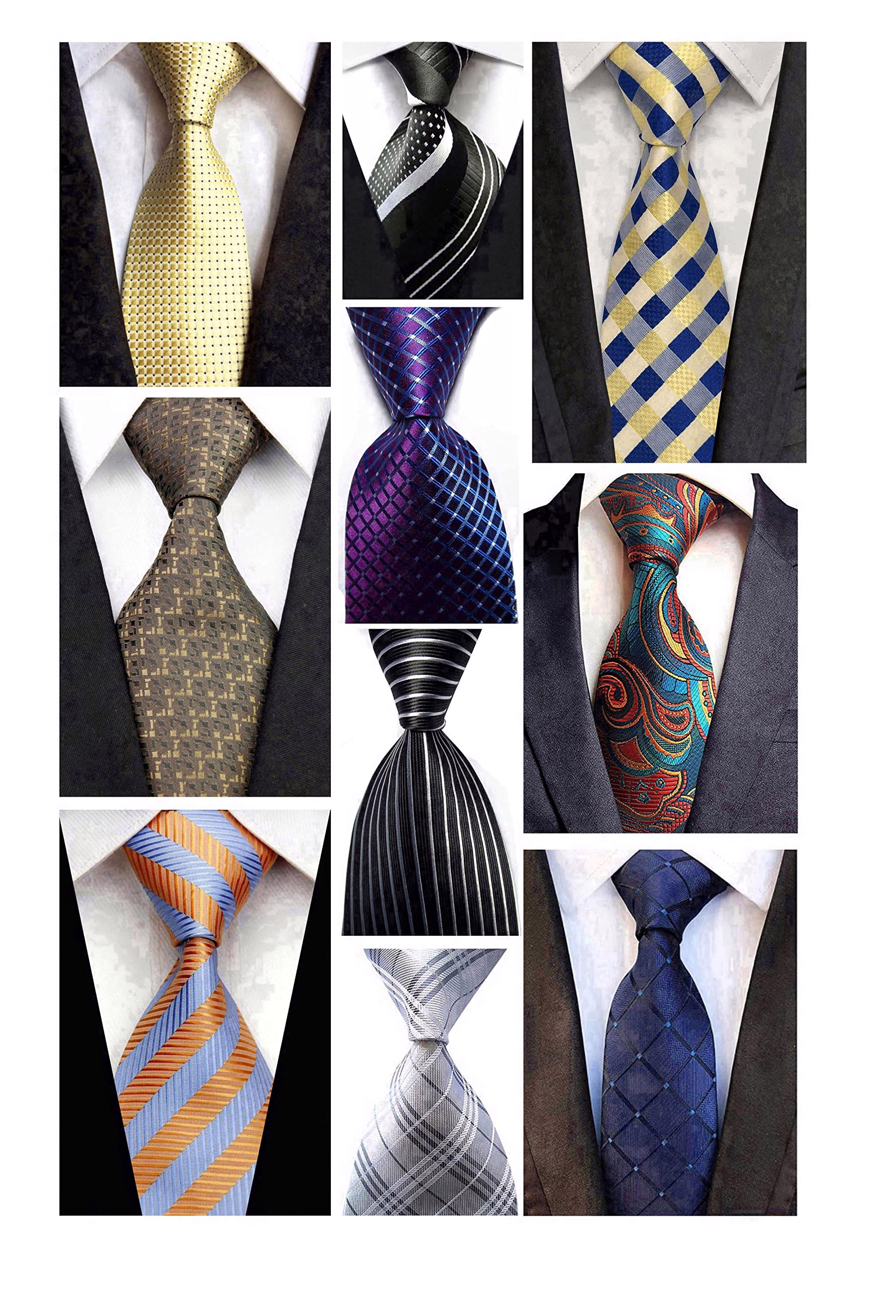 Snapklik.com : Veegood Mens Classic Neck Ties For Men 10 Pack Classy ...