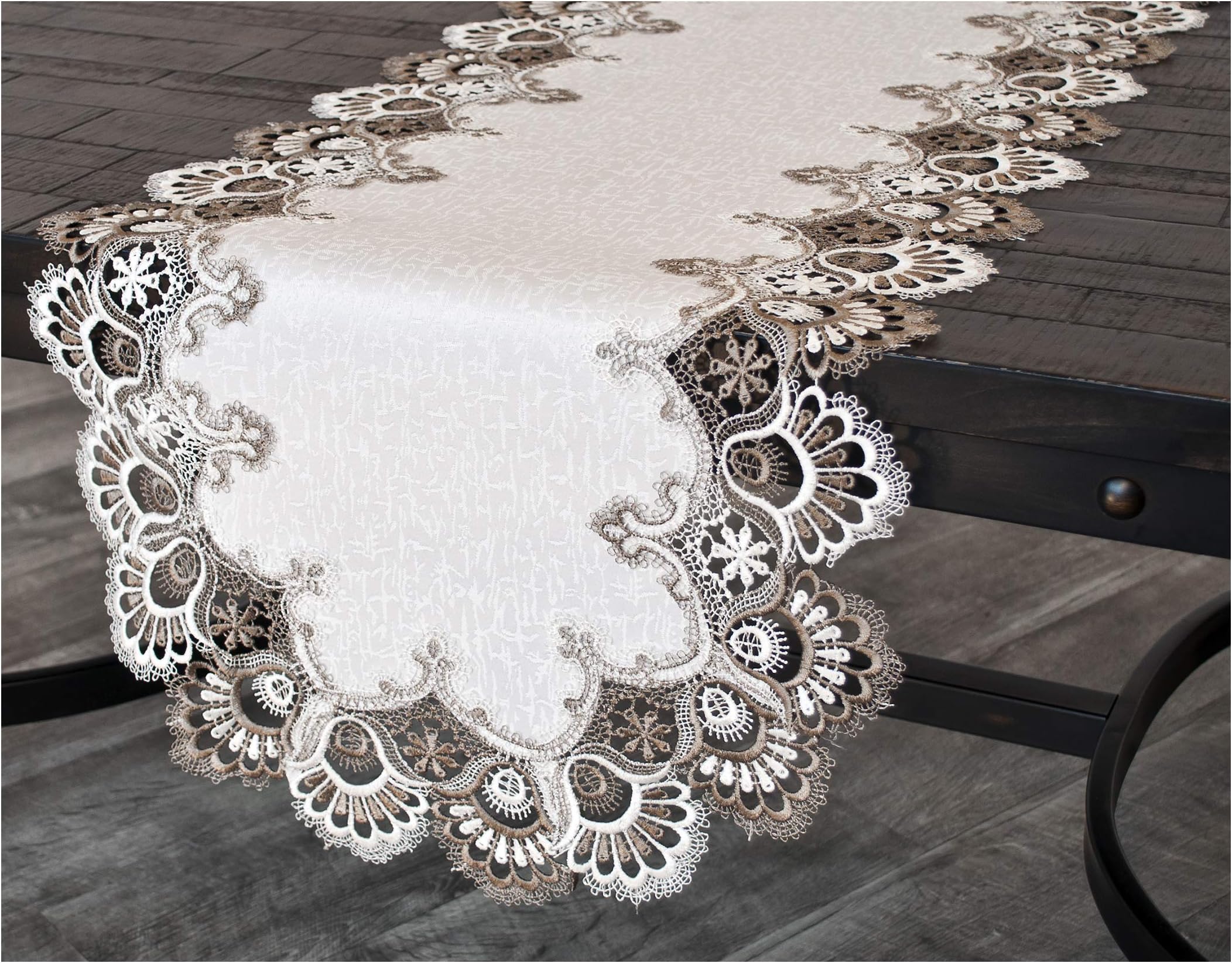 Amazon.com: Gold European Lace and Antique Jacquard Fabric Table Runner ...