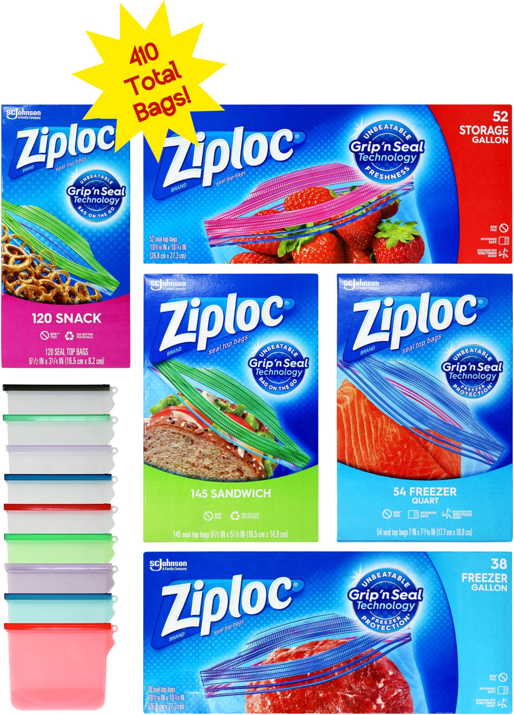 Amazon.com: Texas Tough Storage Bag Variety 370 Bags Double Zipper Bags ...