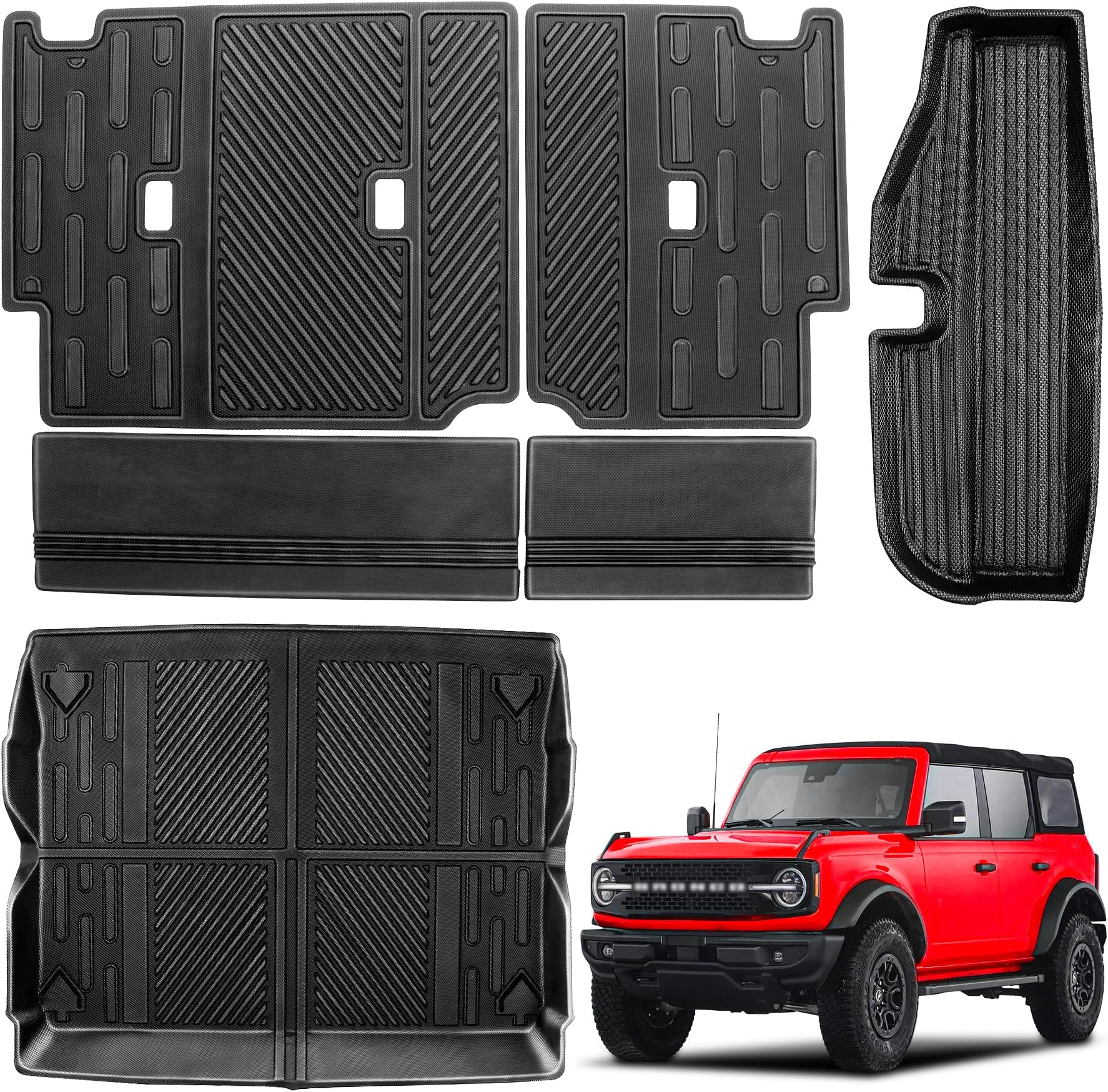 LEPZ 6 PCS Trunk and Seatback Mats Compatible for 4-Door Ford Bronco ...