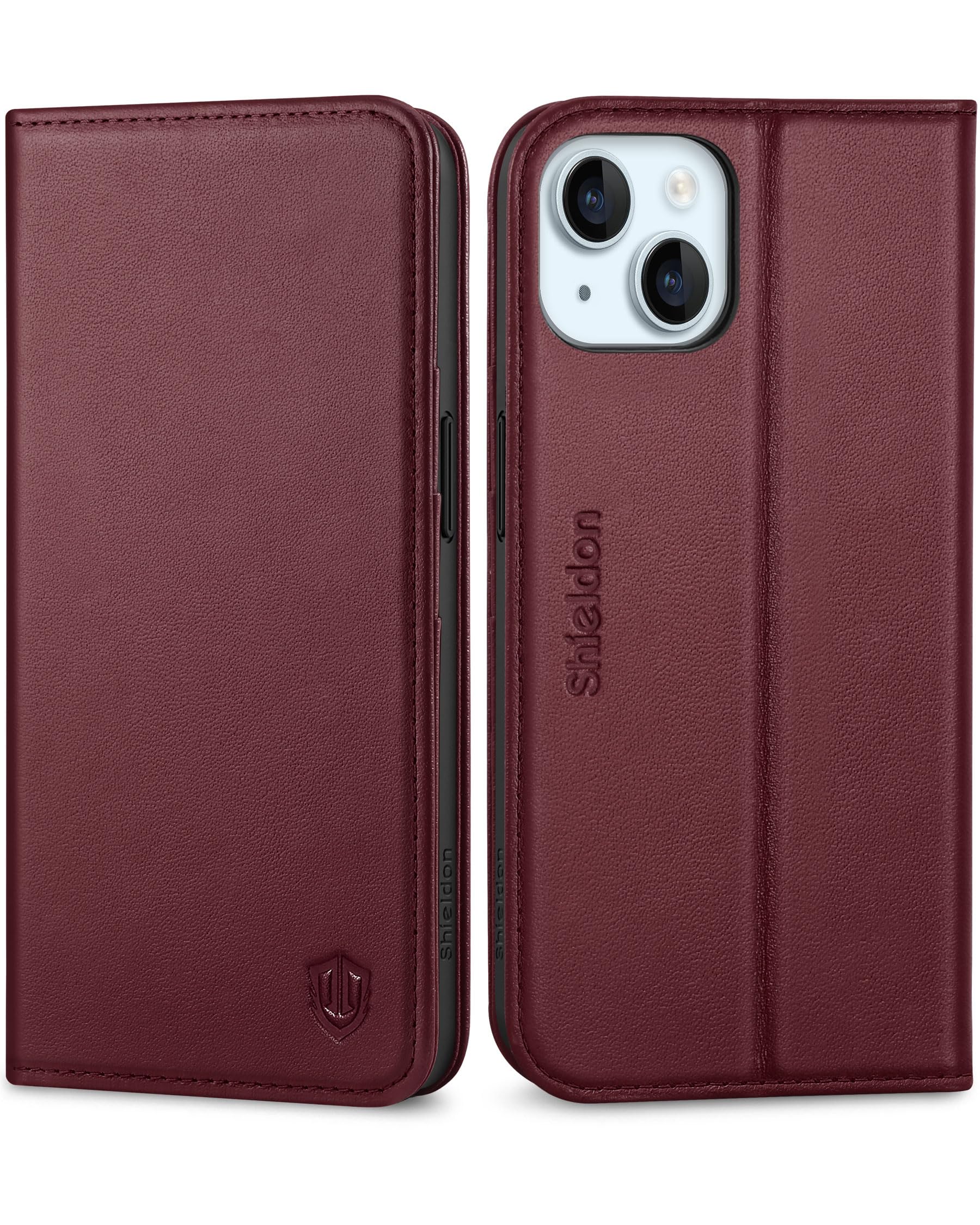 SHIELDON Case for iPhone 15 5G 2023, Genuine Leather iPhone 15 Wallet ...