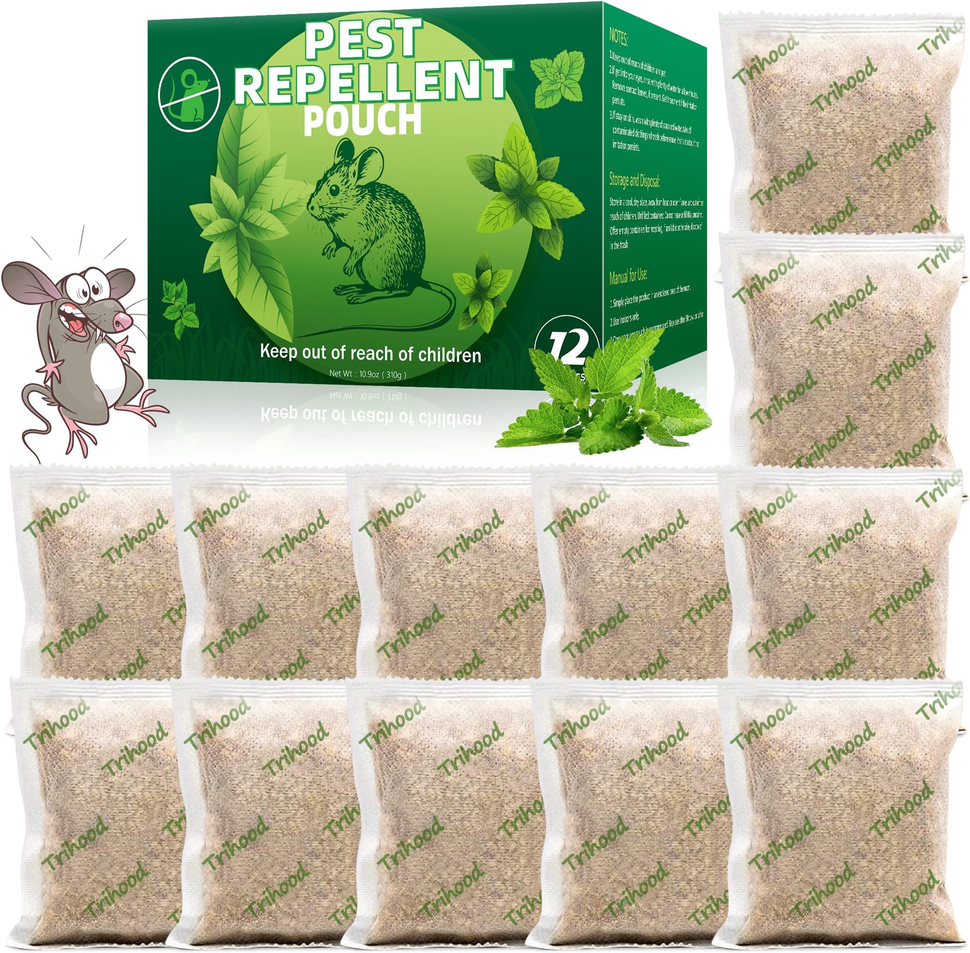 Amazon.com: 12 Pack Peppermint Oil Mouse Repellent Pouches - Powerful ...