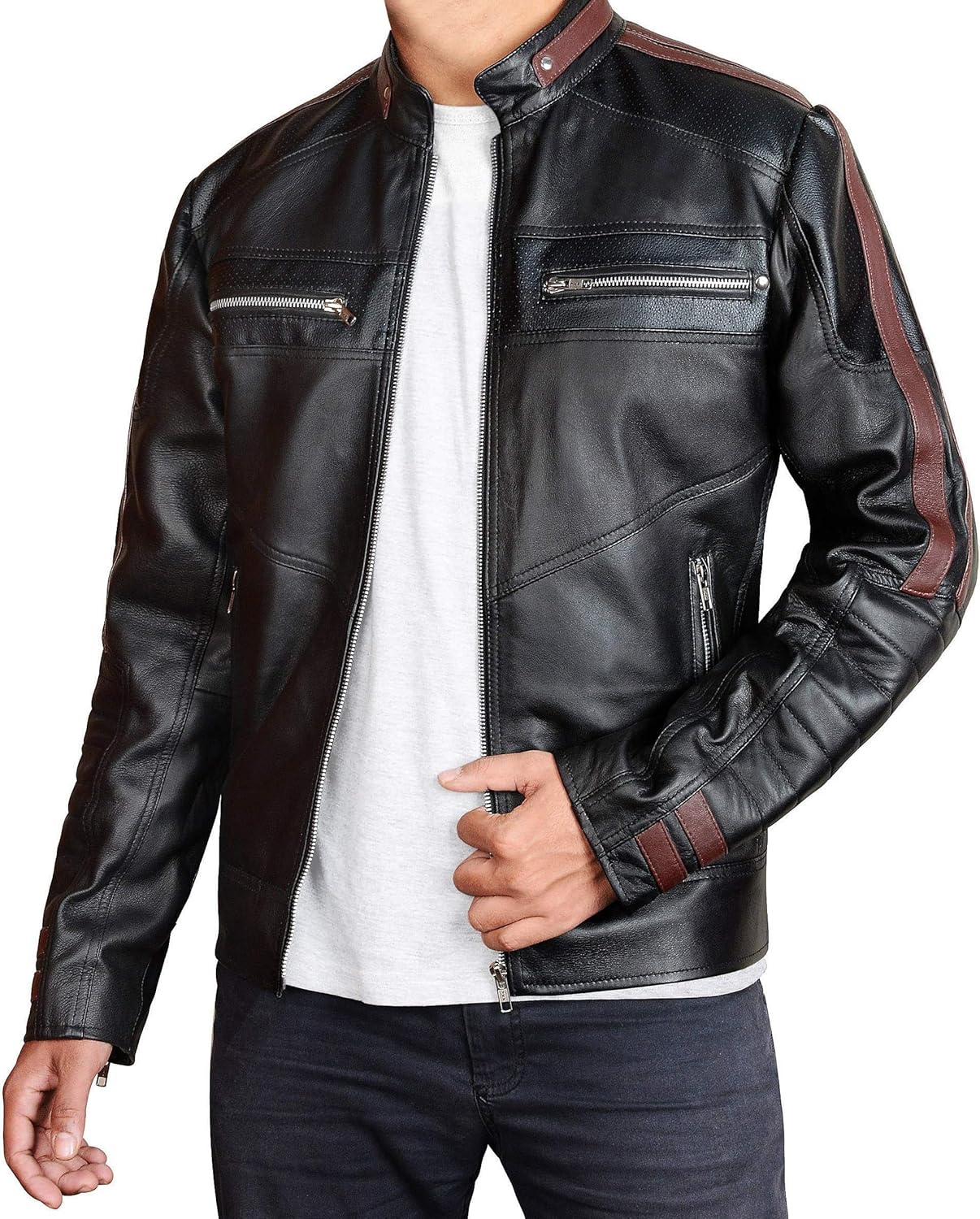 Amazon.com: Skyseller Mens N7 Mass Black Street Fighter Faux Leather ...