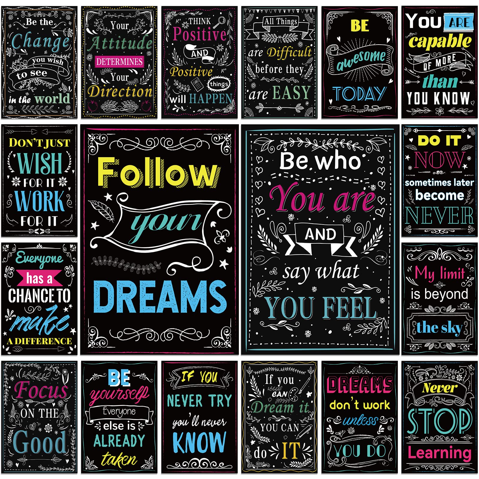 Buy 24 Motivational s for Classroom Decor, Growth Mindset Bulletin ...