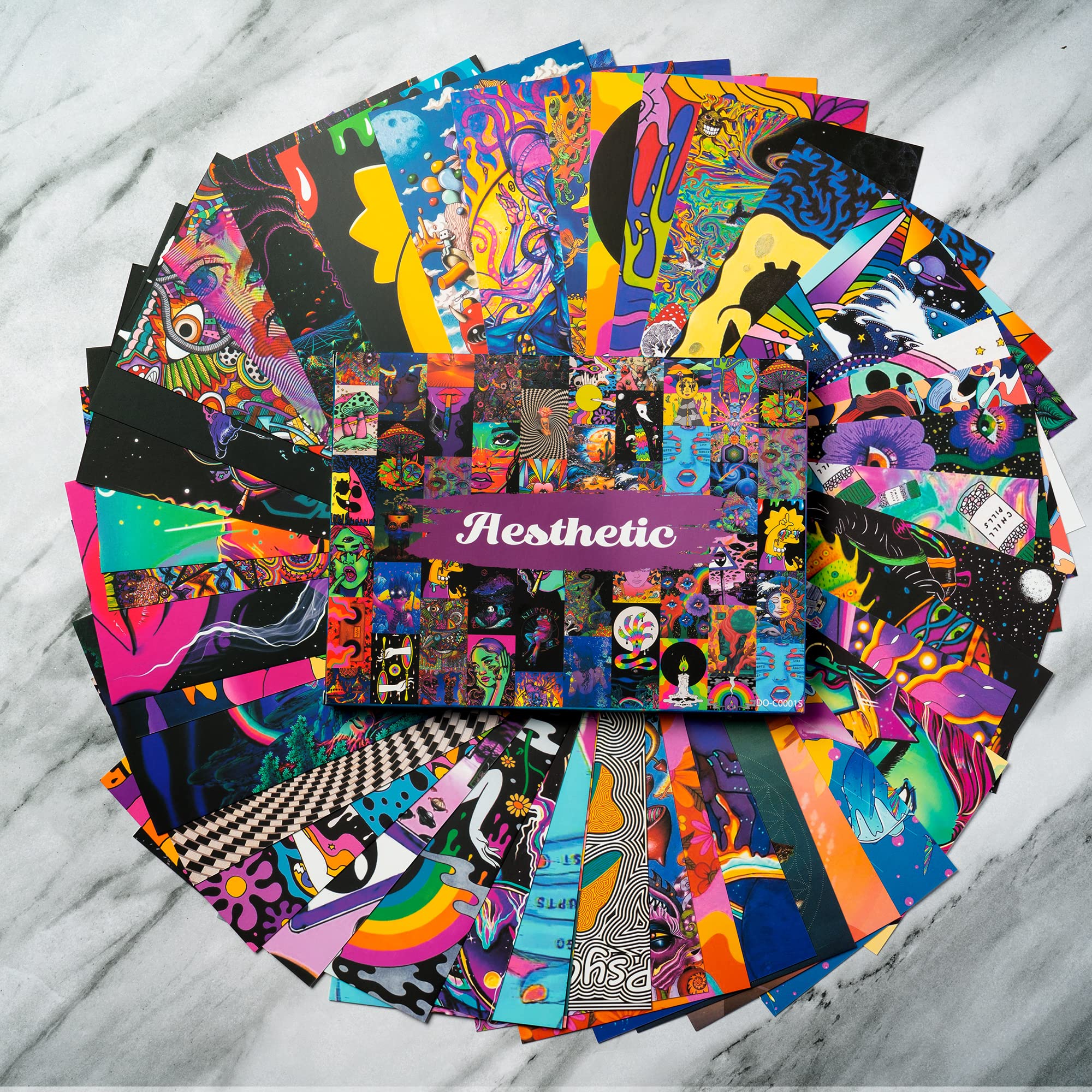8TEHEVIN 50PCS Hippie Trippy Drippy Aesthetic Pictures Wall Collage Kit ...