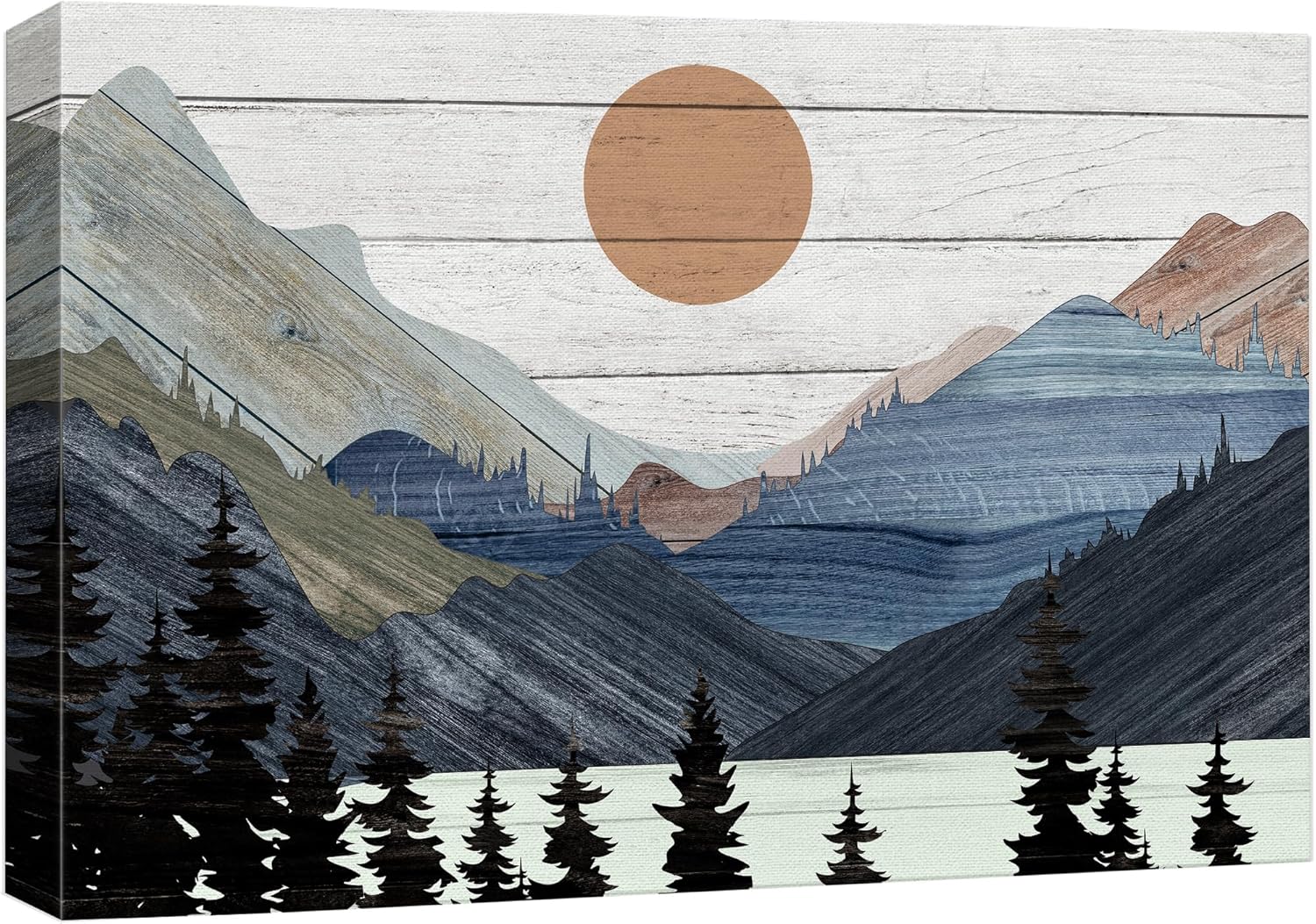 Amazon.com: wall26 Canvas Print Wall Art Blue Mountain Pine Forest ...