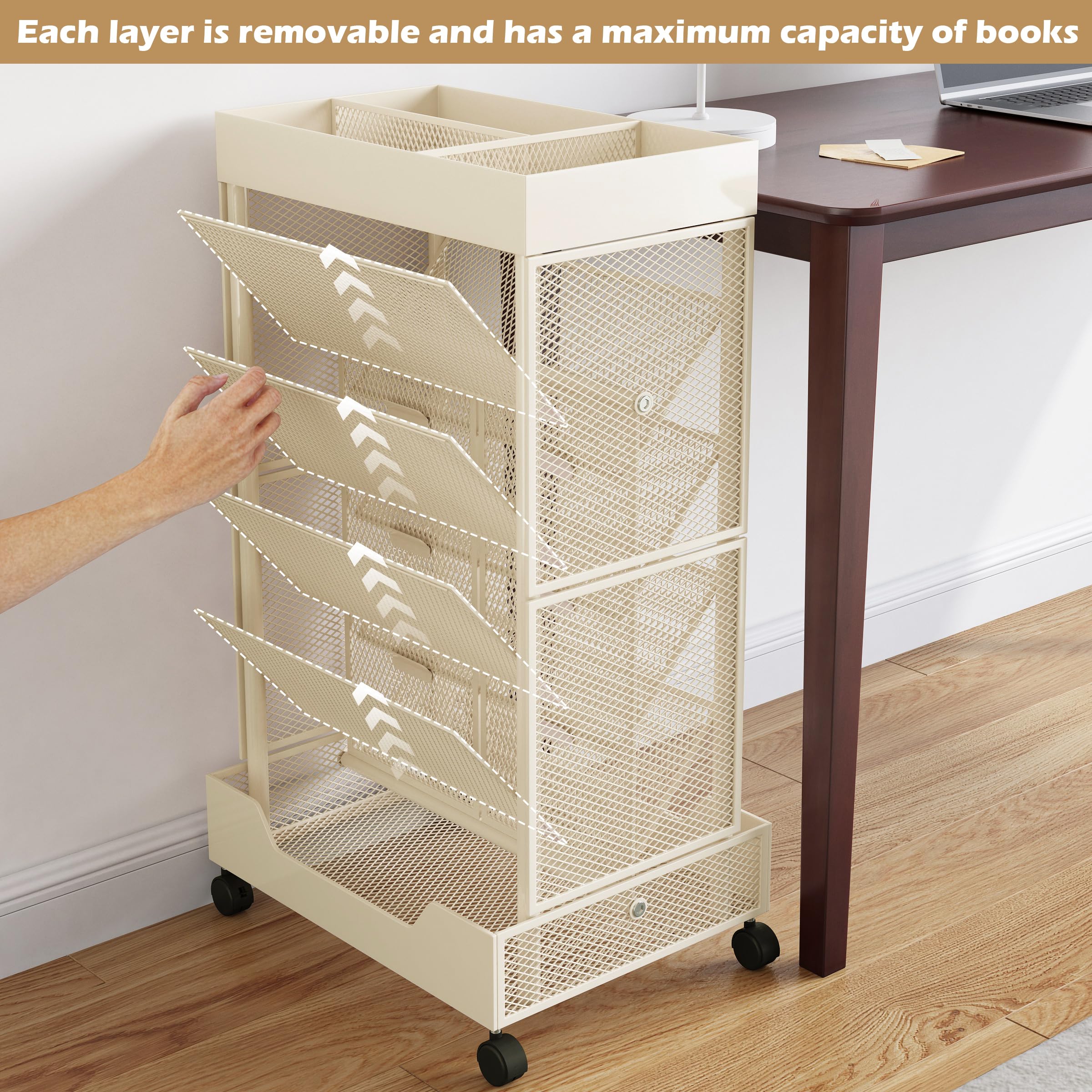 Snapklik.com : COVAODQ Book Cart Widen Mobile Bookshelf Rolling ...