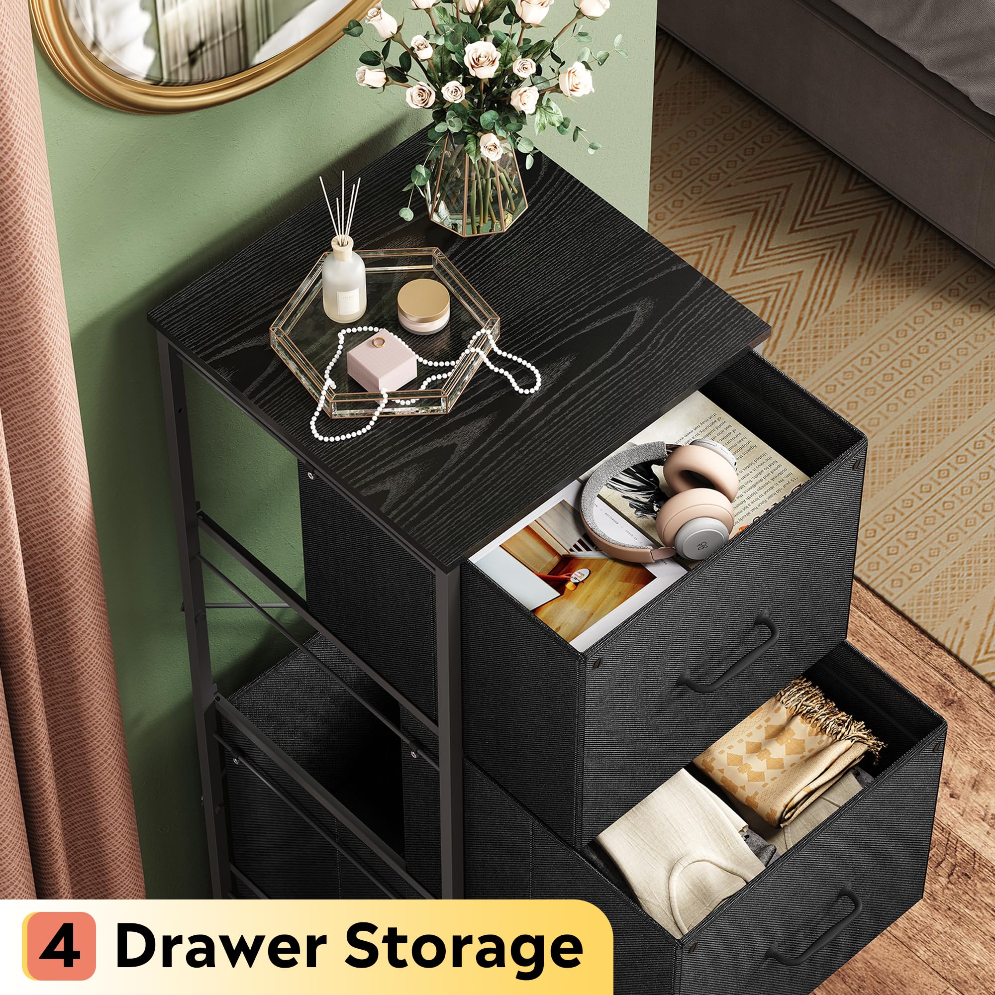 Snapklik.com : 4 Drawer File Cabinet, Fabric Storage Cabinet For Home ...
