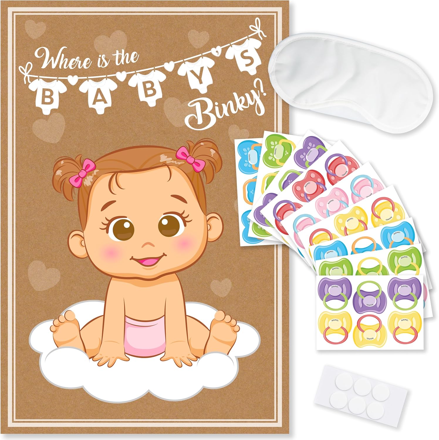 Amazon.com: Party Hearty Funny Baby Shower Games for Girl - Pin The Pacifier on The Baby Game ...