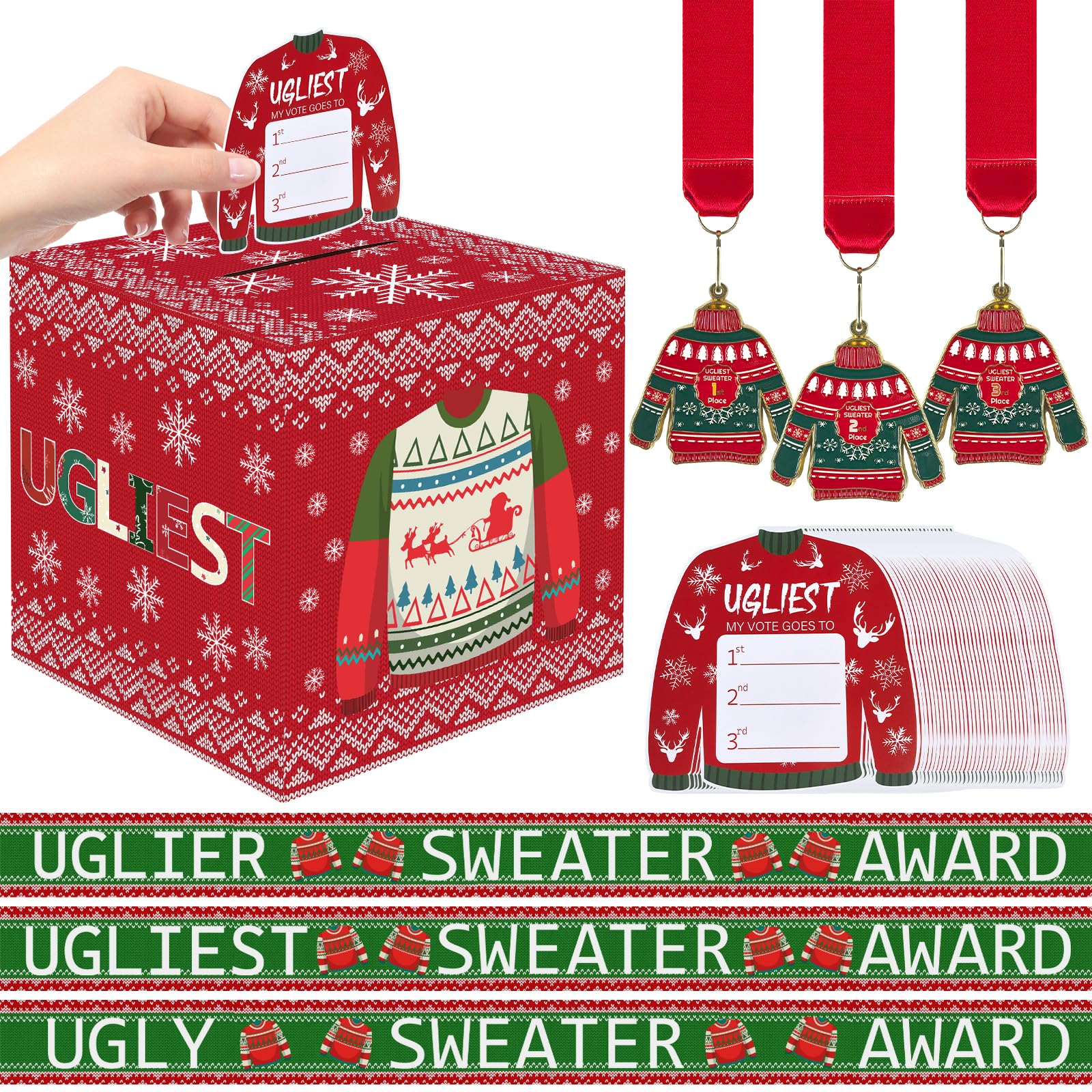 Amazon.com: HFYZZ 67 Pcs Xmas Ugly Sweater Game Sets with Ugly Sweater ...
