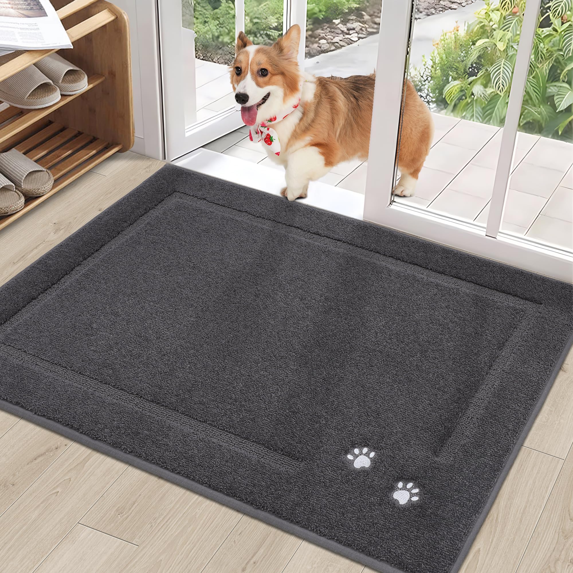 Amazon.com: LoomyLife 2 Piece Dog Door Mat for Muddy Paws, Pet Rugs ...