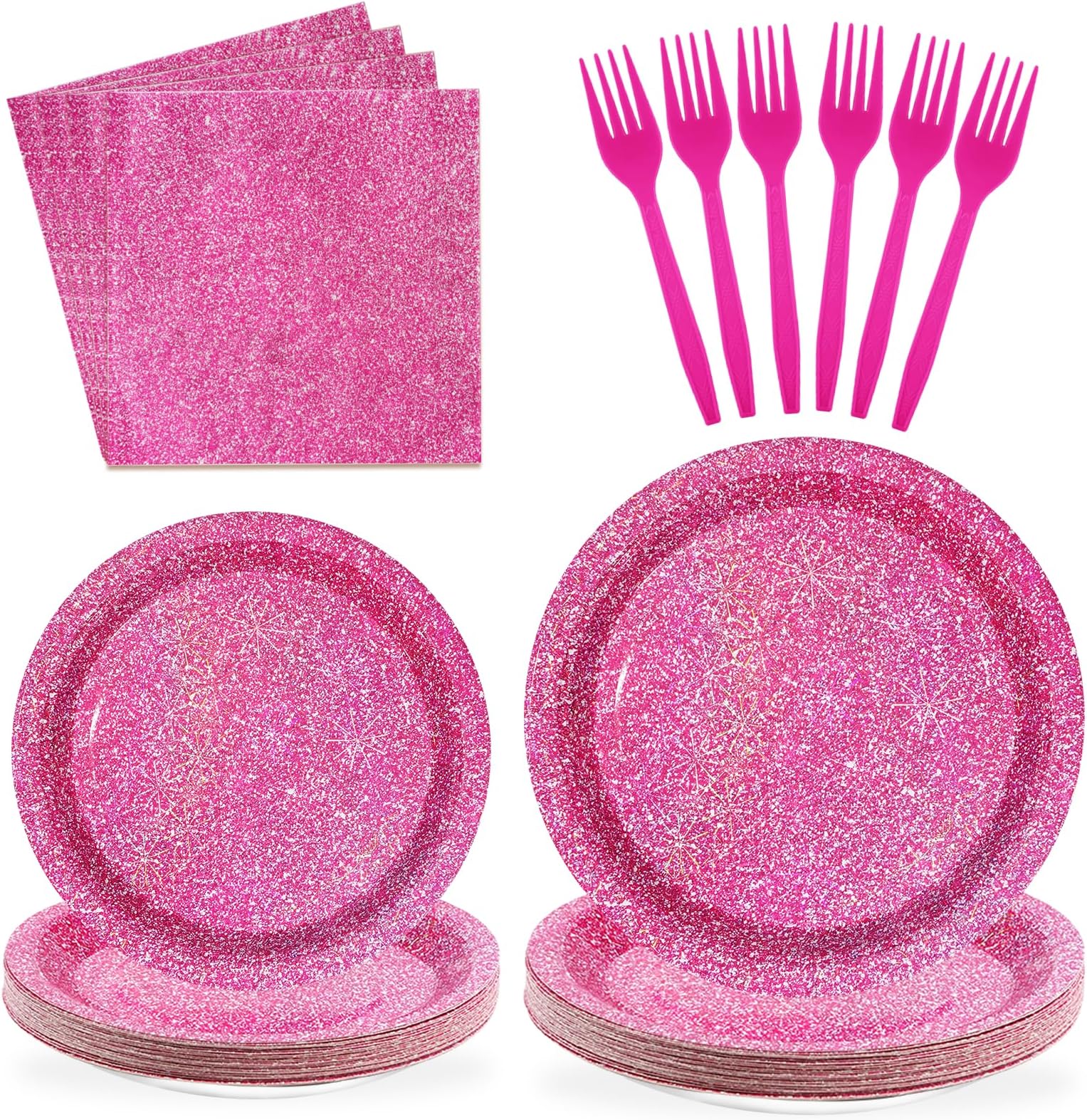 Amazon.com: 96 Pcs Let's Go Party Pink Plates and Napkins Party ...