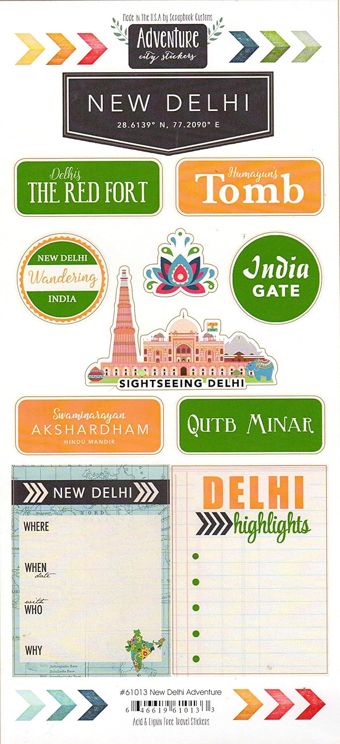 Amazon.com: New Delhi Indian Adventure Cardstock Scrapbook Stickers ...