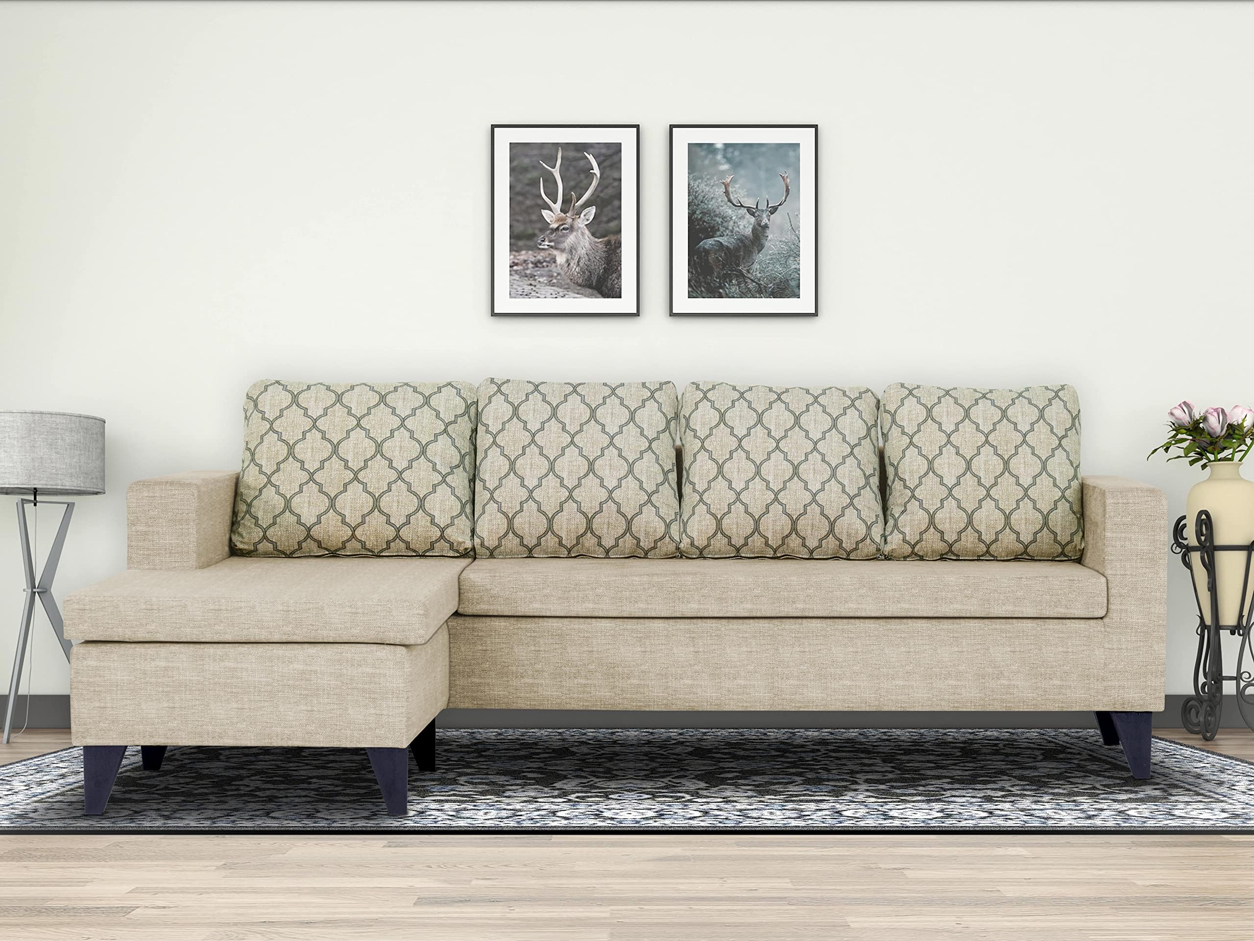 Sofa Architect Alexia Blossom L Shape 5 Seater Sofa Set (RHS, Beige ...