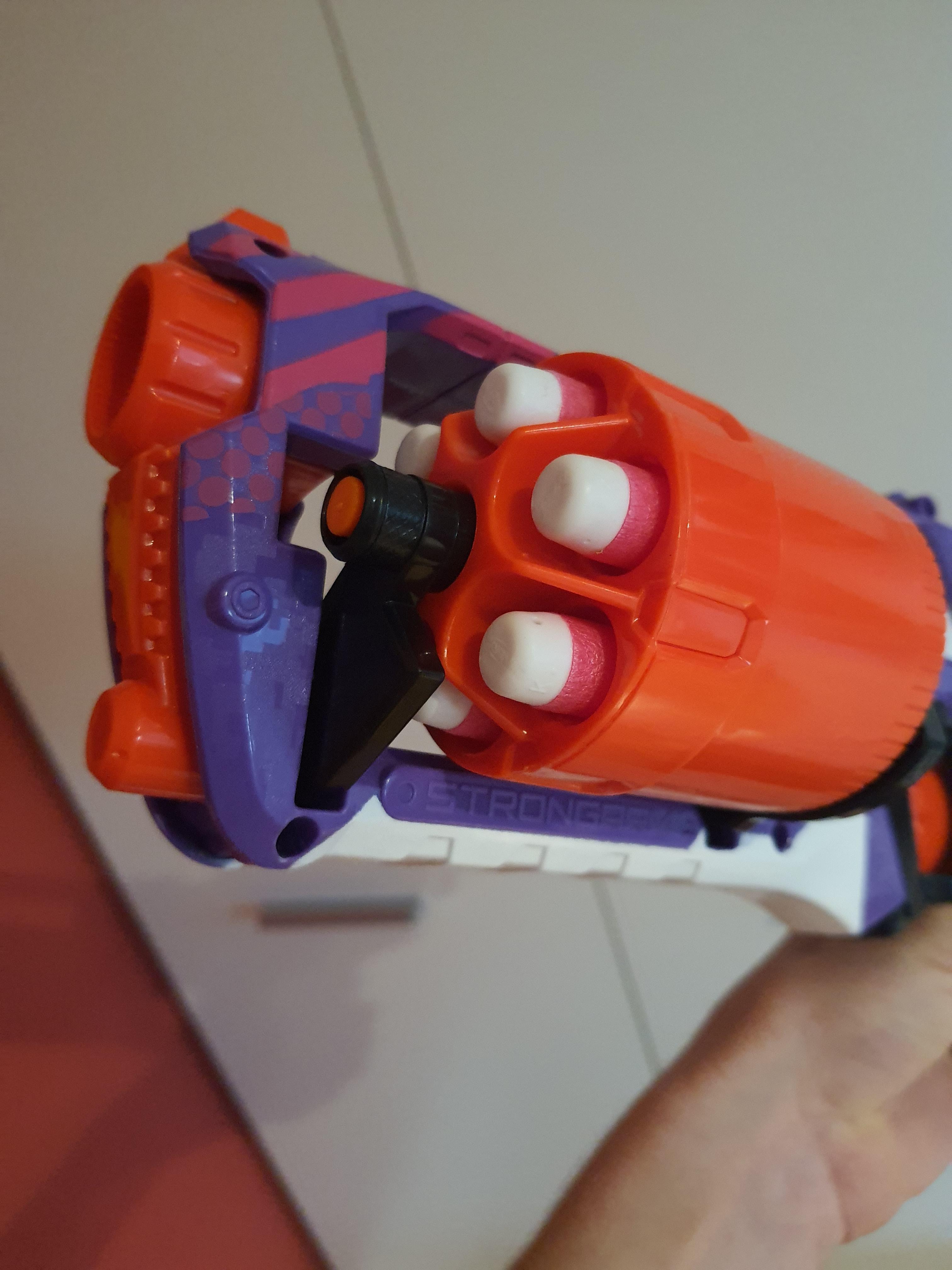 Nerf Elite Strongarm Purple Blaster - Rotary Drum, Quick Fire, 6 Nerf ...