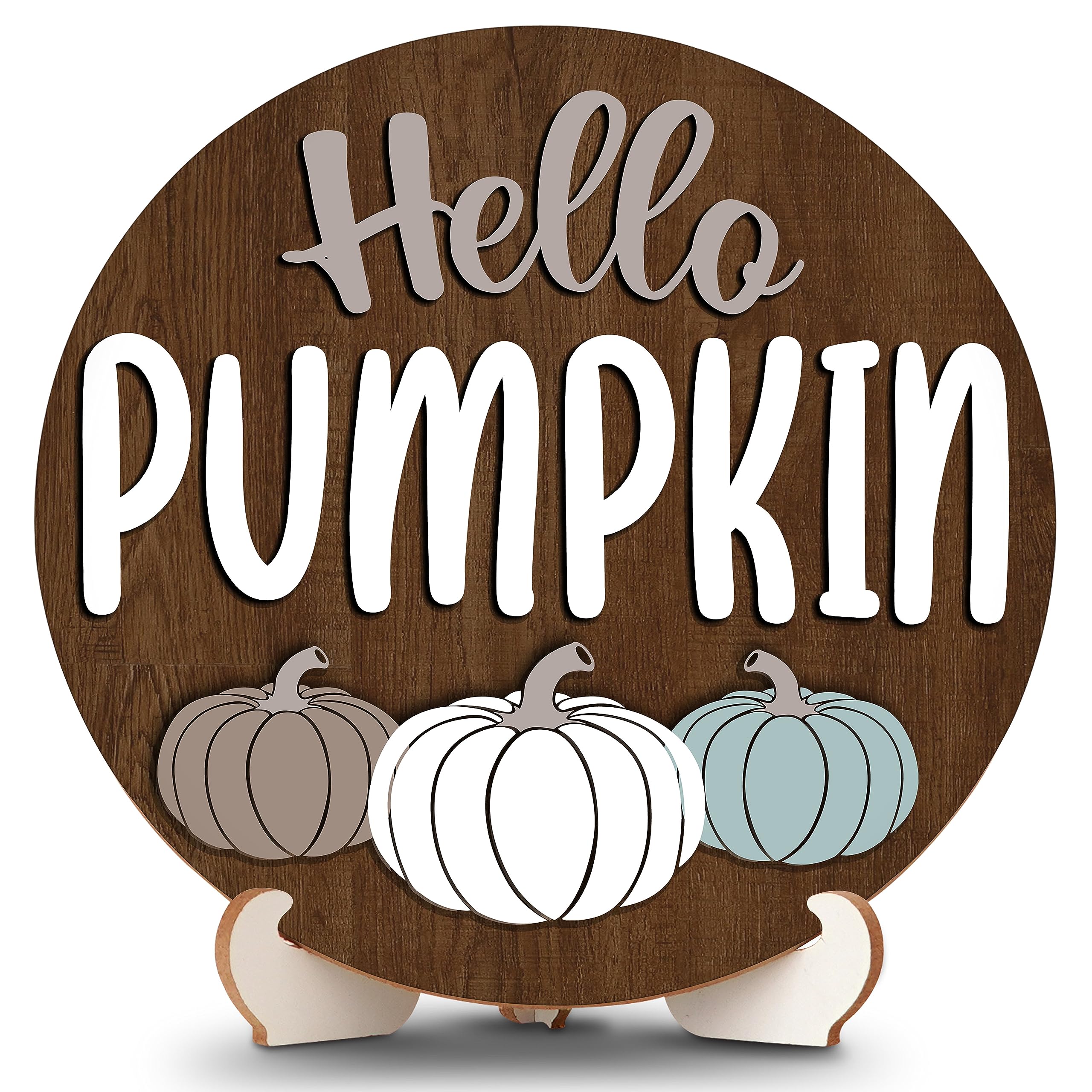 Amazon.com: Hello Fall Wooden Sign Decor with Stand, Pumpkin Table ...