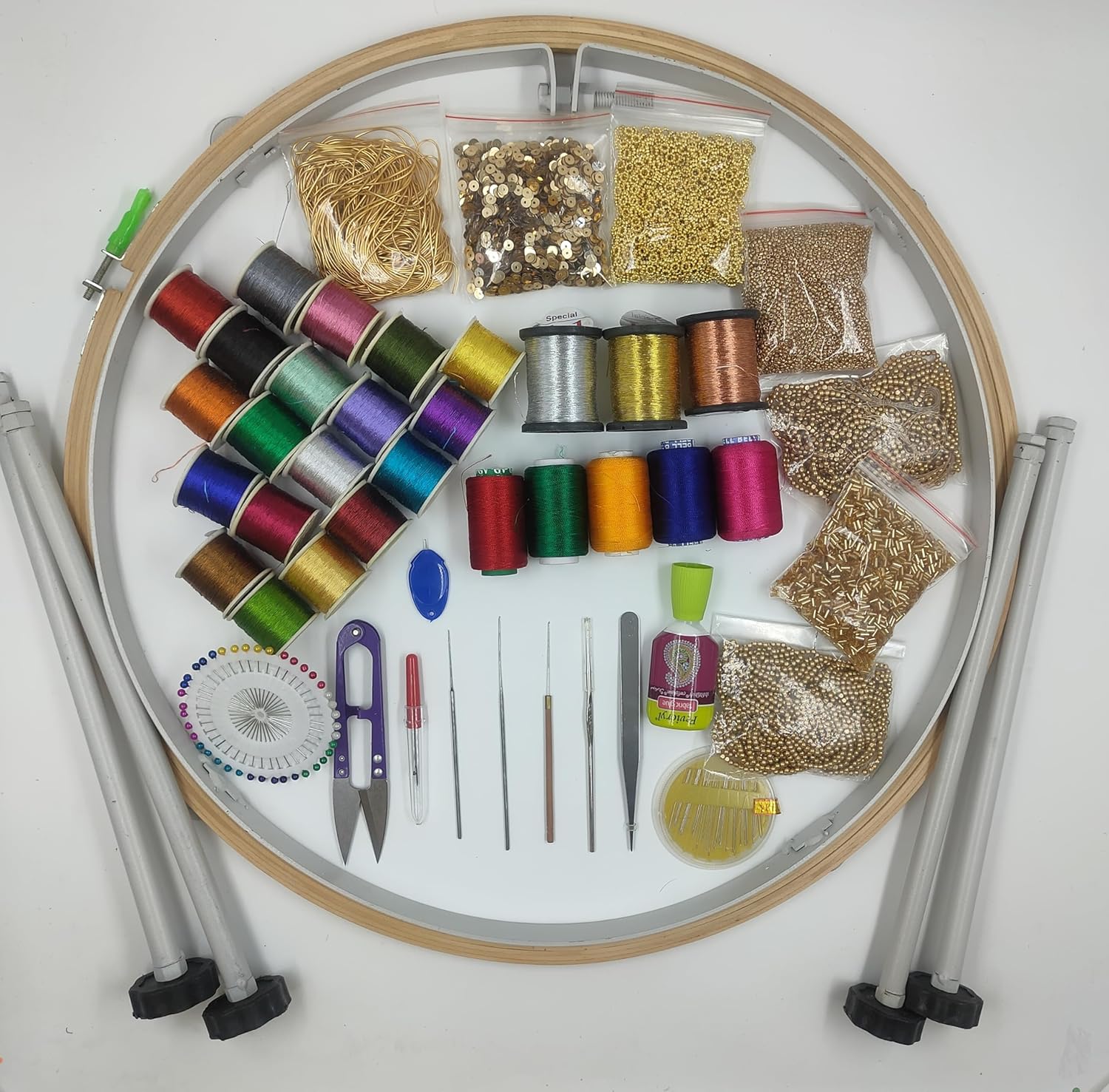 Aari/maggam Work Stand with Wooden Frame ,18’’ aari Embroidery Frame ...