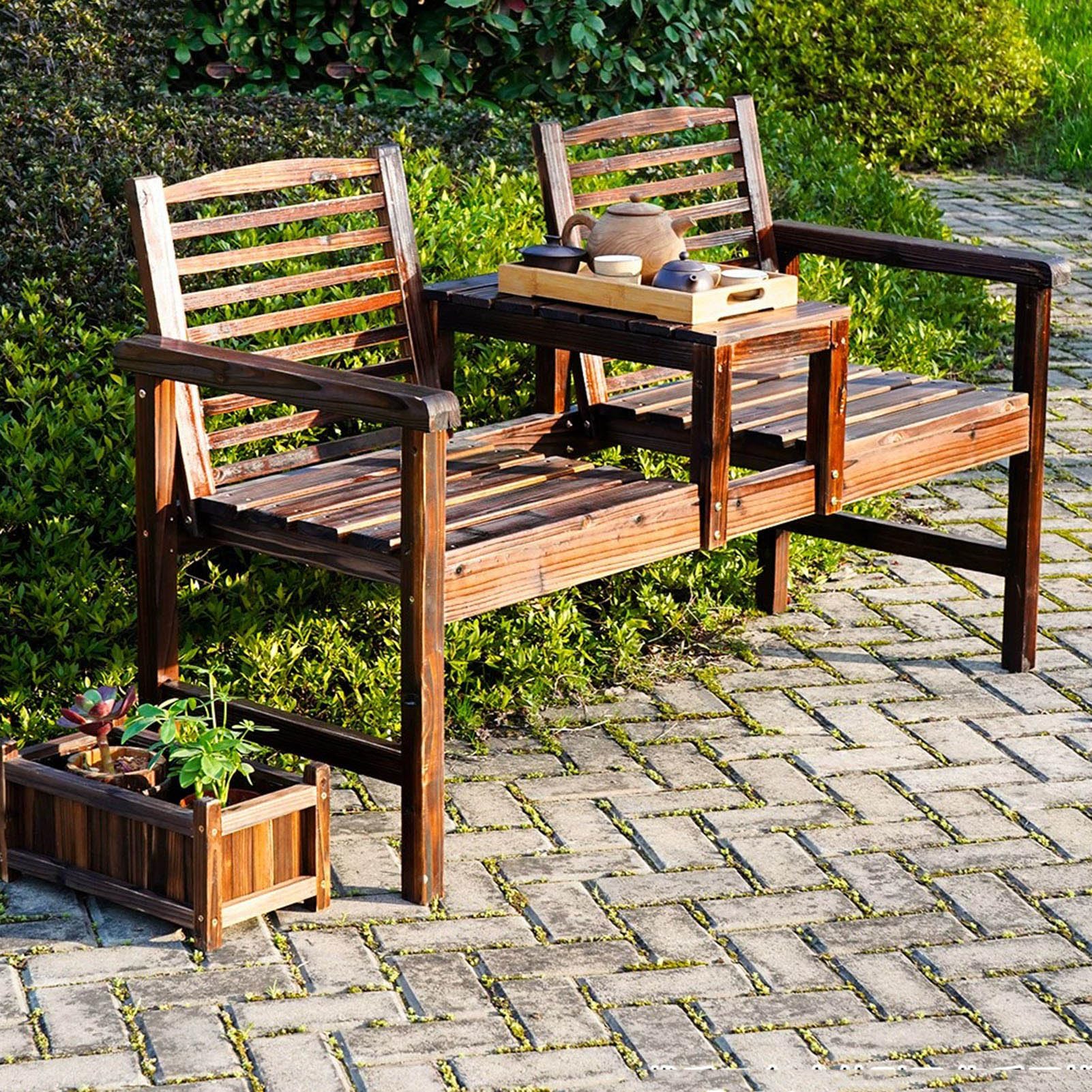 Amazon.com: Outdoor Garden Park Bench, Weatherproof Wood Yard Bench ...