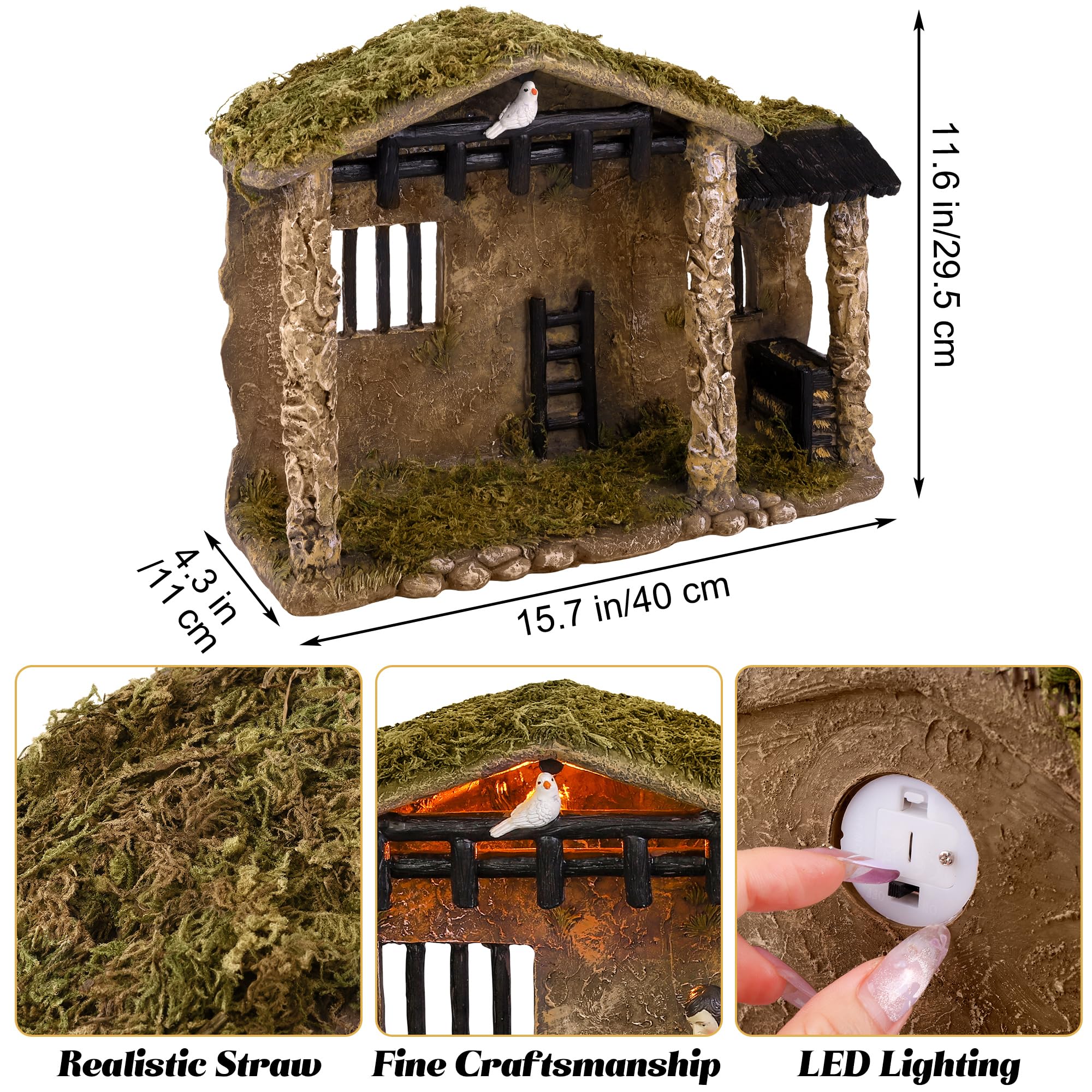 Snapklik.com : Fovths 17 Pieces Lighted Nativity Christmas Nativity ...